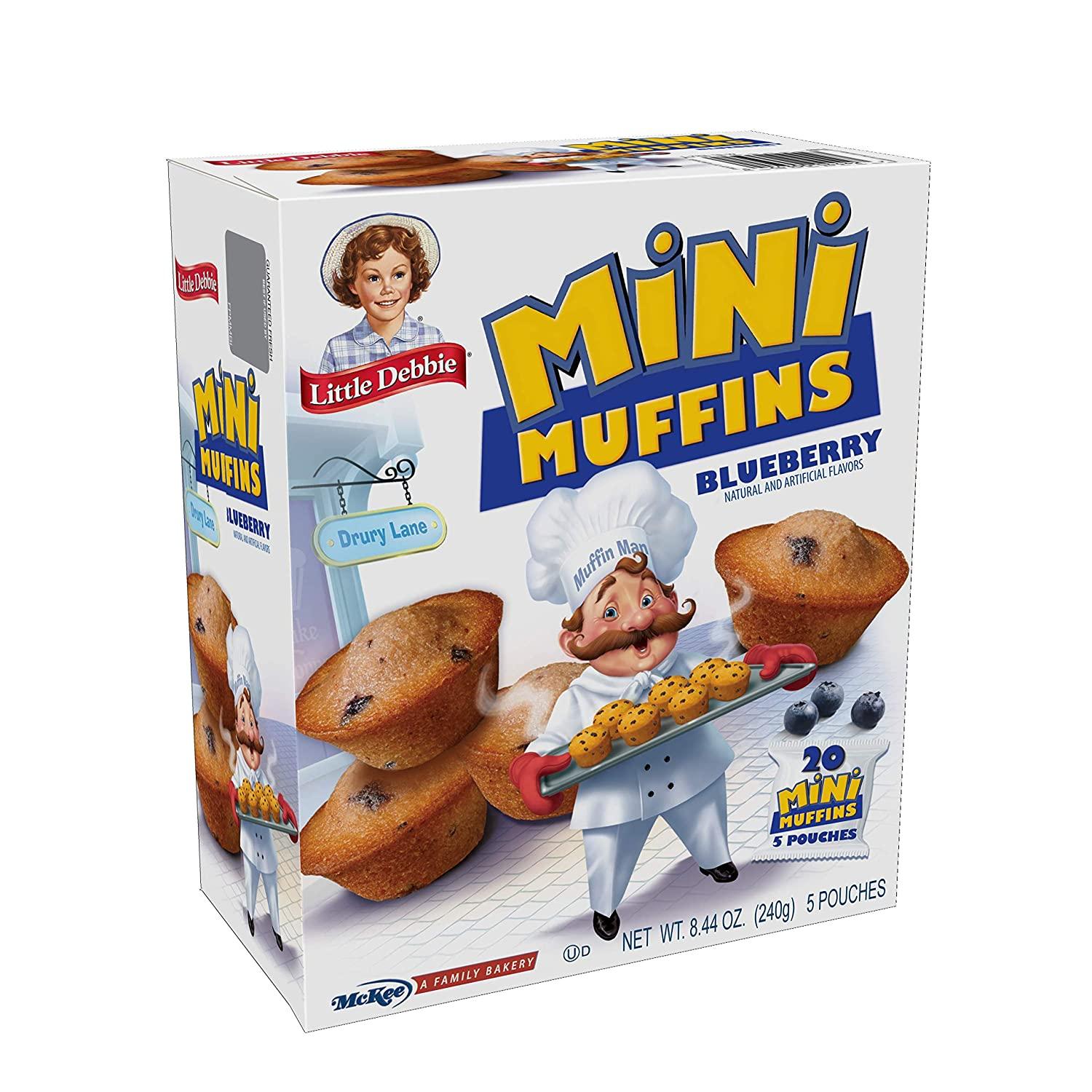 Little Debbie Blueberry Mini Muffins - 20 Mini Muffins in 5 Pouches ...