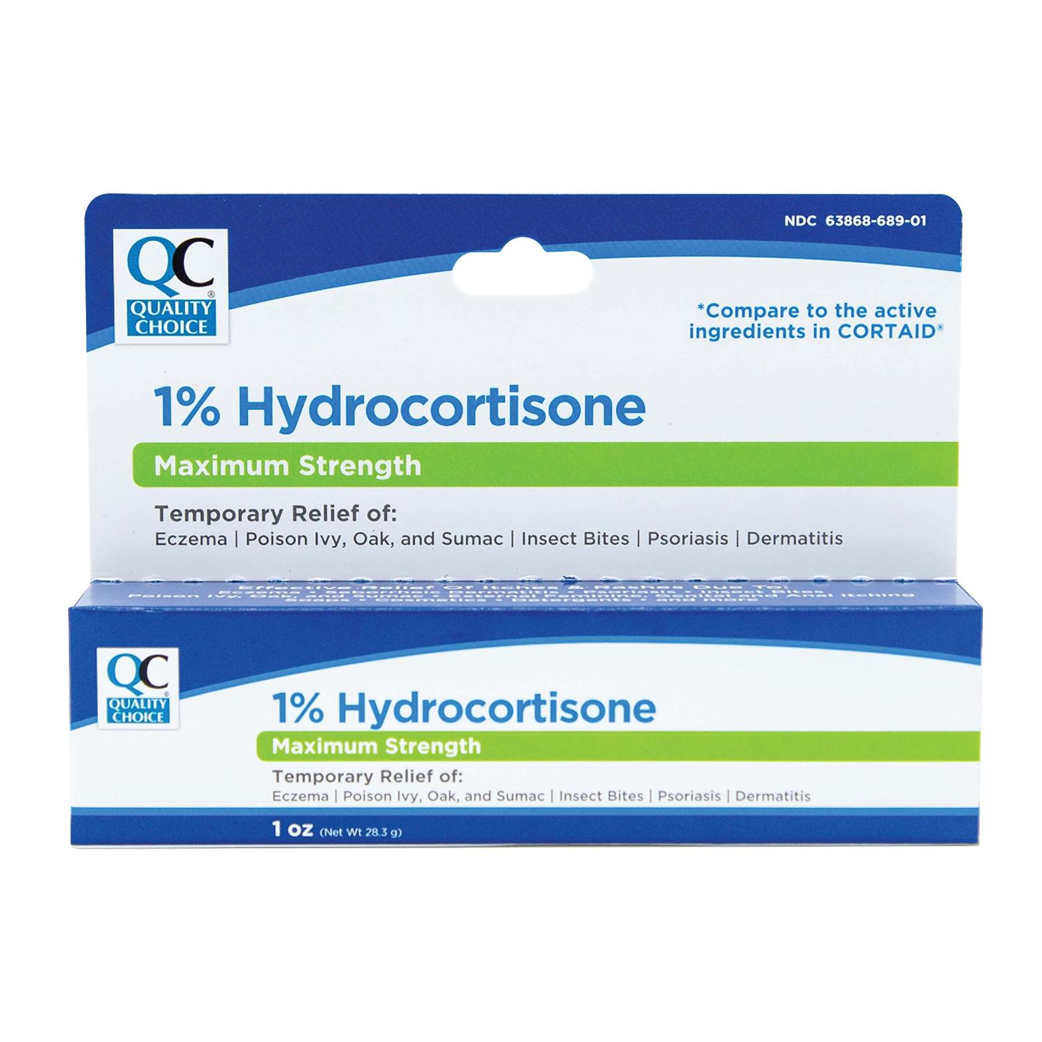 Quality Choice 1% Hydrocortisone Cream Maximum Strength 1 Oz (Compare to CORTAID Max Strength ...