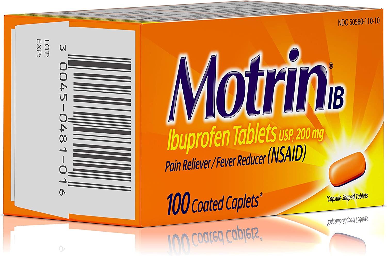 Motrin IB 200mg Tablets for Fever, Muscle Aches, Headache & Back Pain ...