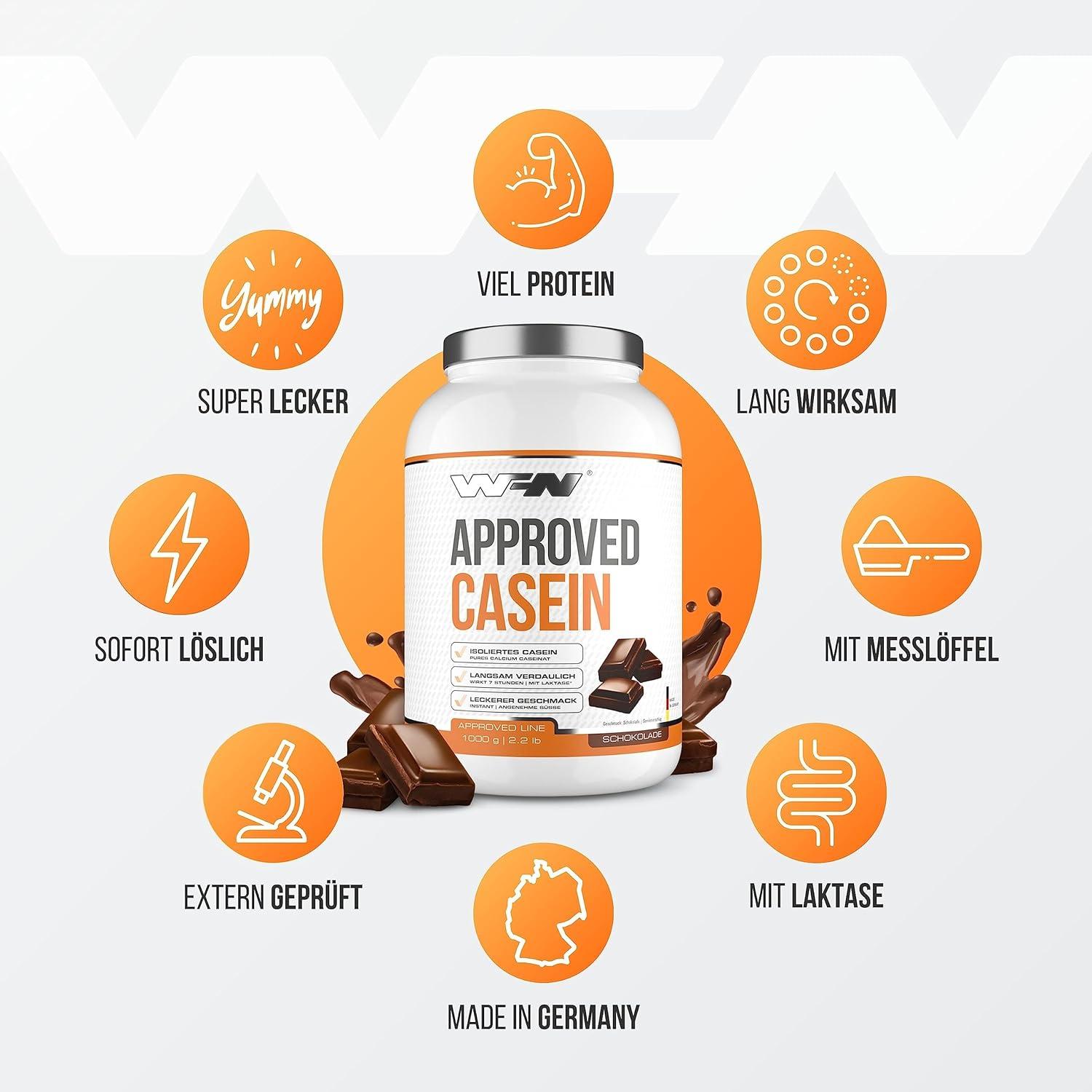 Wfn Approved Casein Protein Powder - Chocolate 1kg | Creamy & Soluble ...