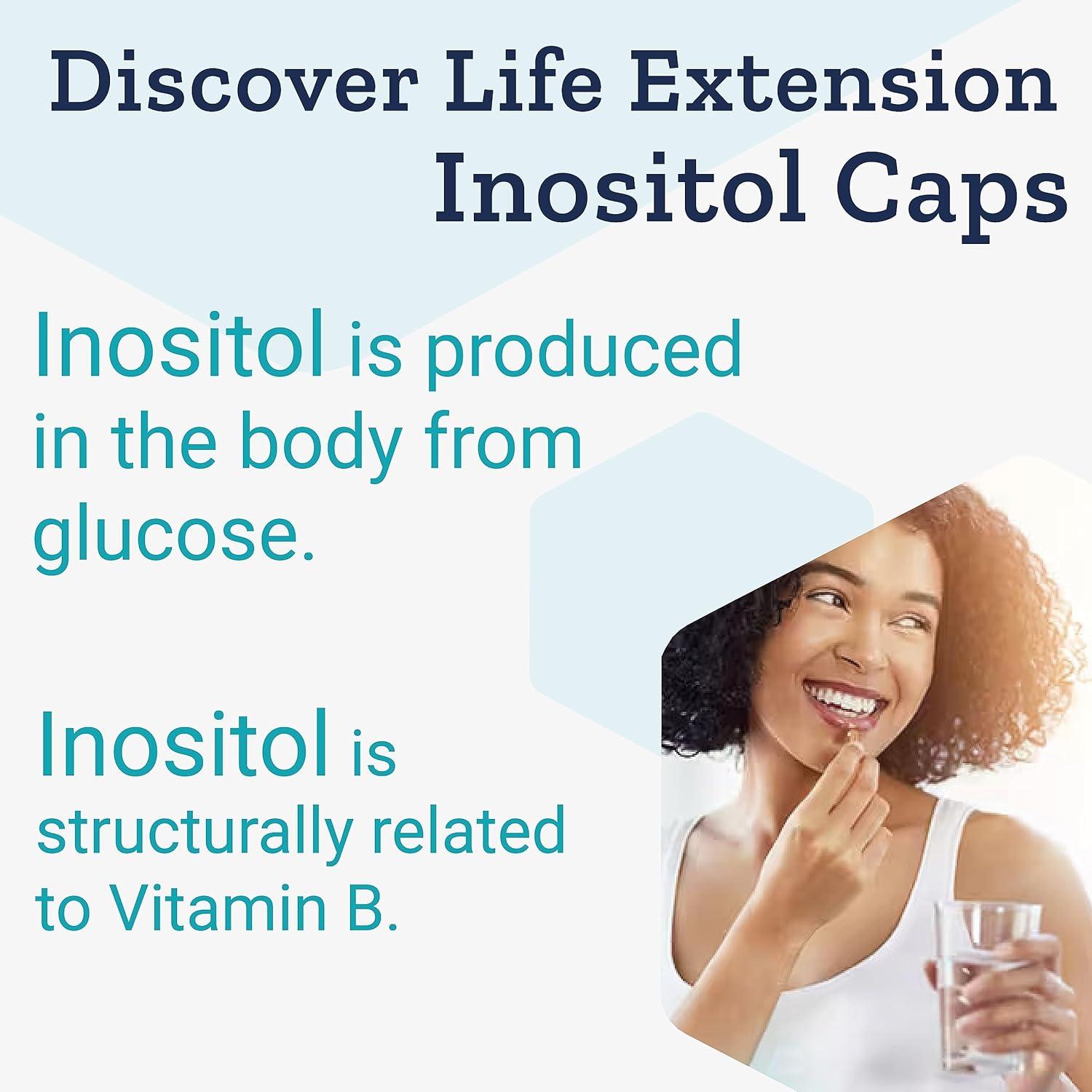 Life Extension Inositol Caps 1000mg High Dose 360 Vegan Capsules ...