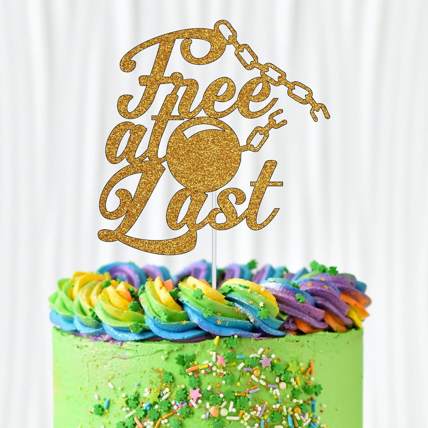 Personalize Pro Free At Last Gold Glitter Cake Topper Newly Unwed Party ...