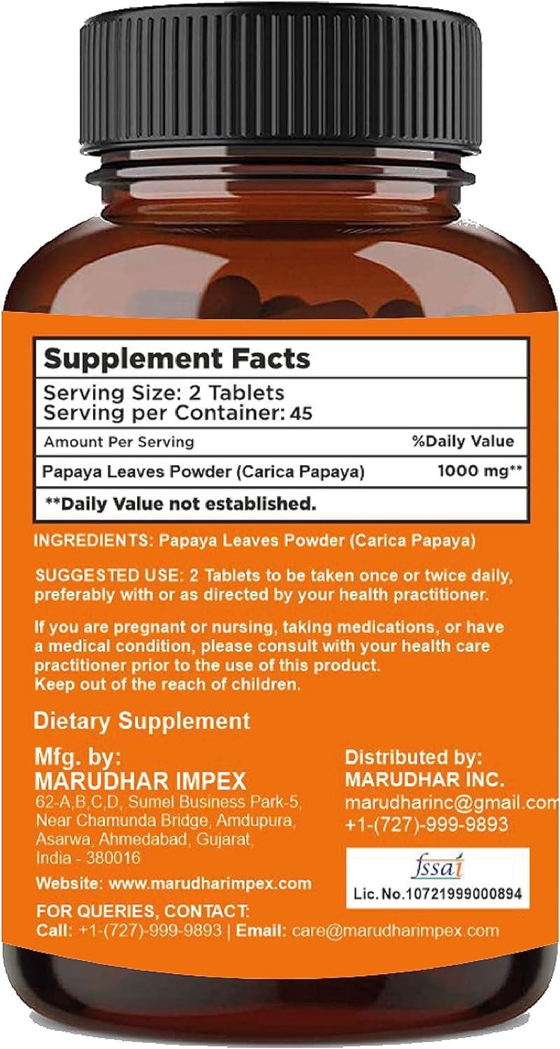 Papaya Leaf Tablets by mi Nature - 90 Tablets 1000mg | Vegan Blood ...