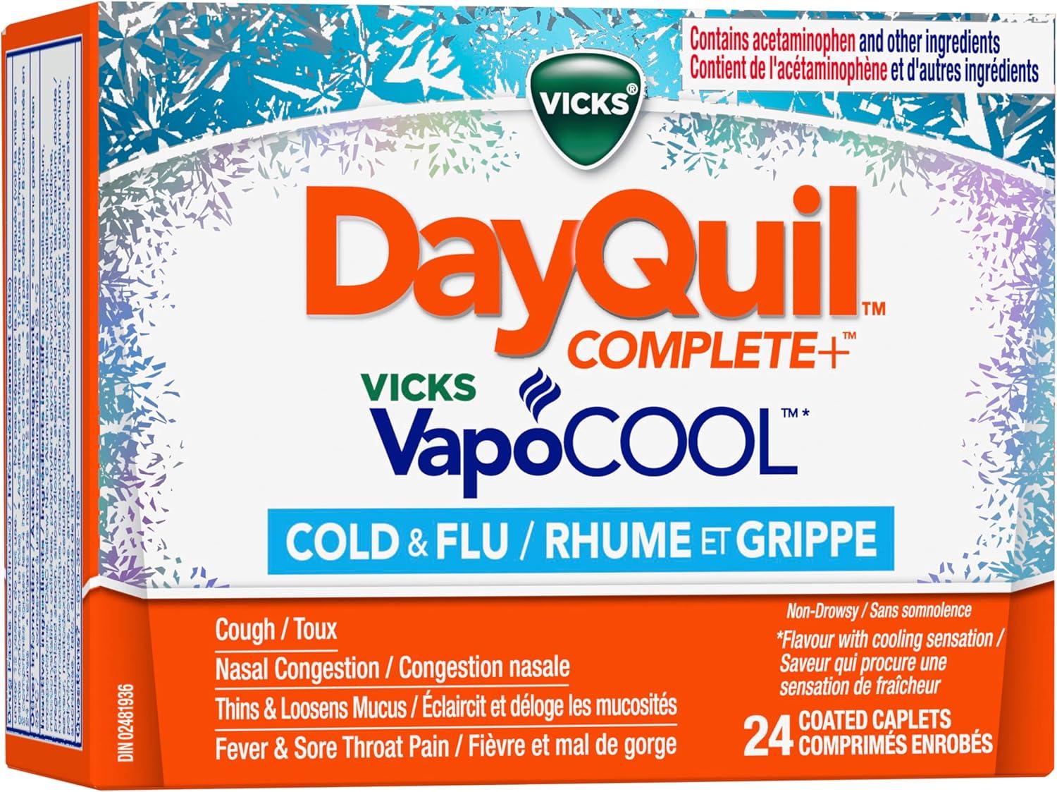Vicks DayQuil COMPLETE Vicks VapoCOOL Cold and Flu Medicine Non-Drowsy Daytime Multi-Symptom ...