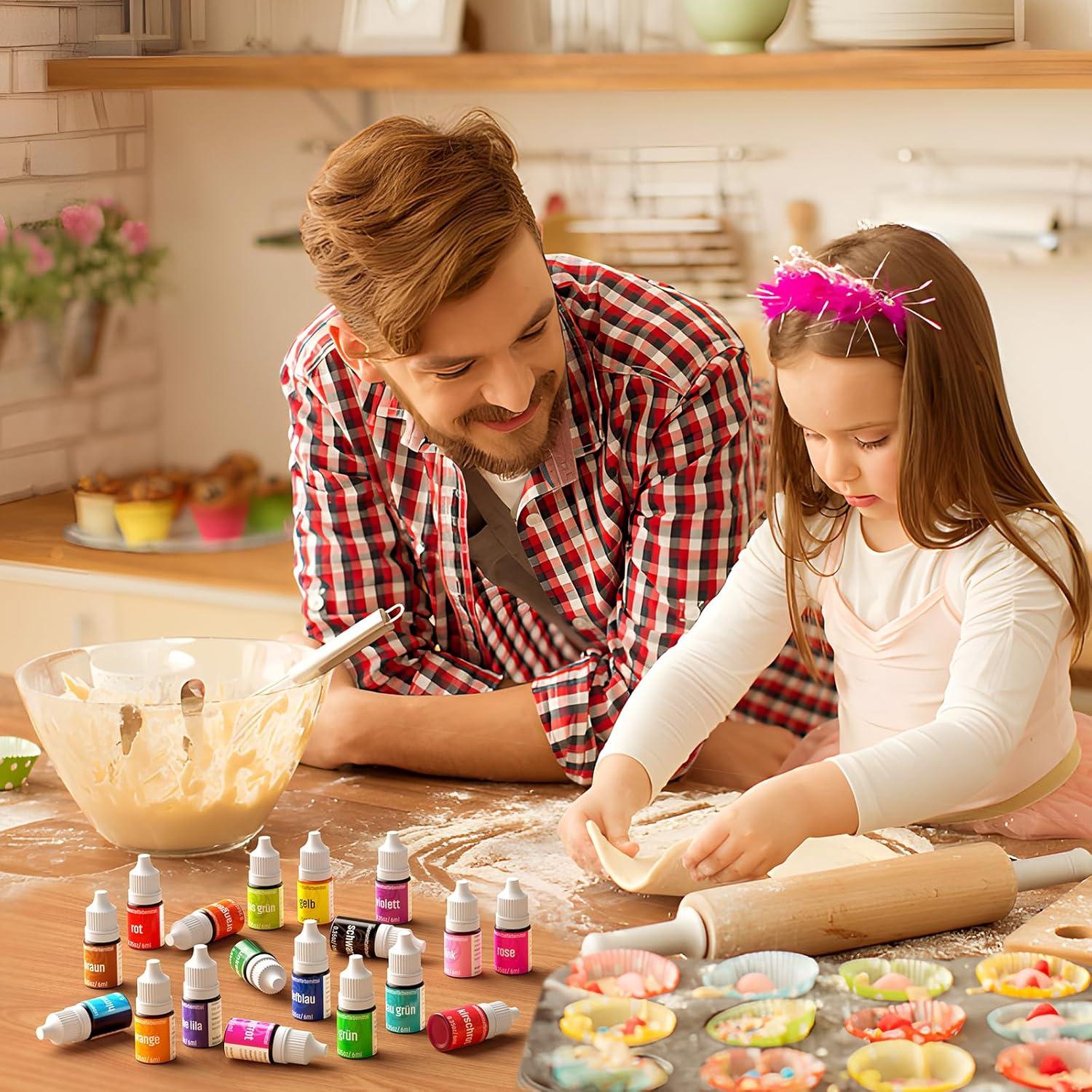 WWTOP Food Color Set - 18 x 6ml Liquid Food Coloring for Baking Cake ...