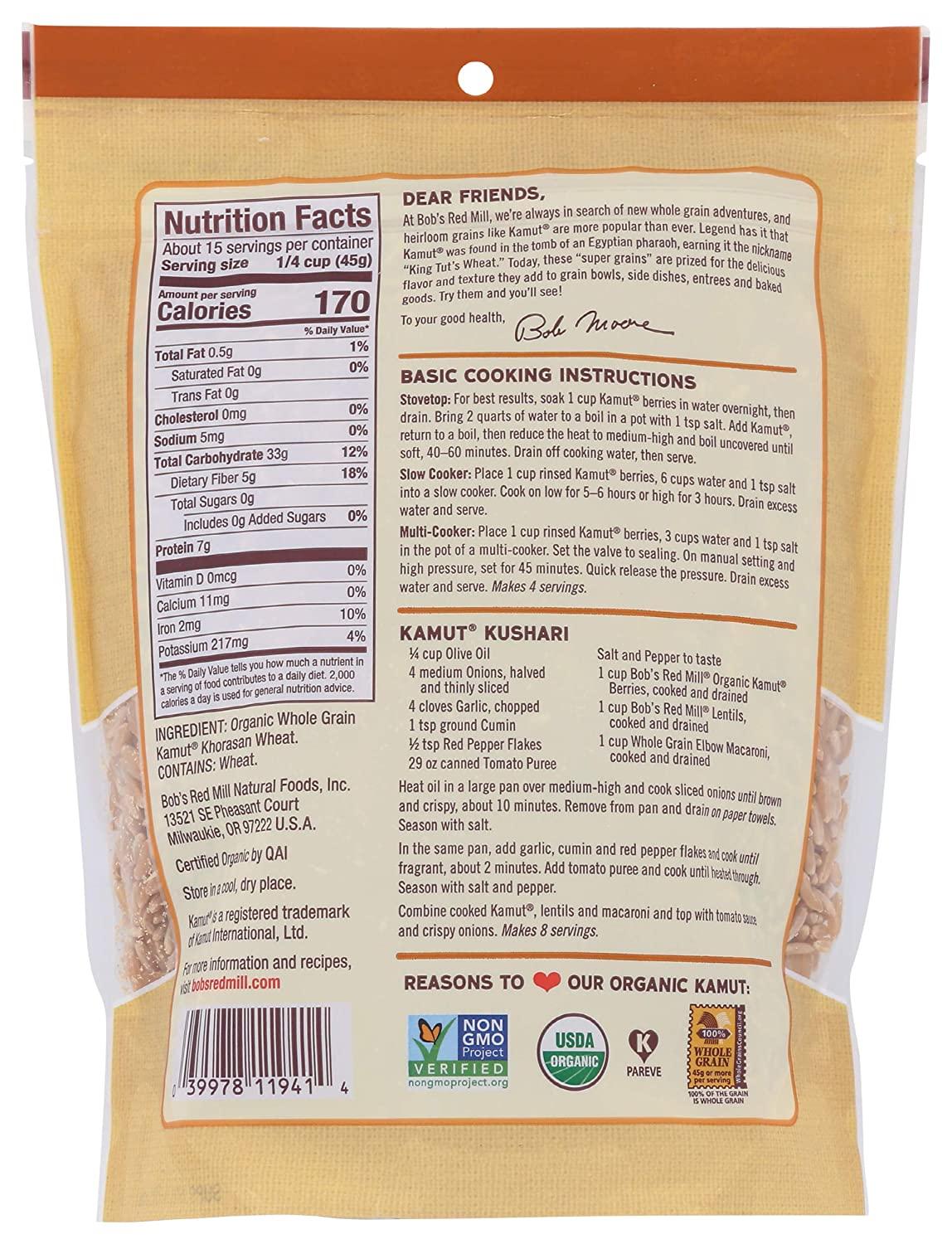 Organic Kamut Khorasan Wheat Berries - 24 oz Pack | Nutritious Whole ...