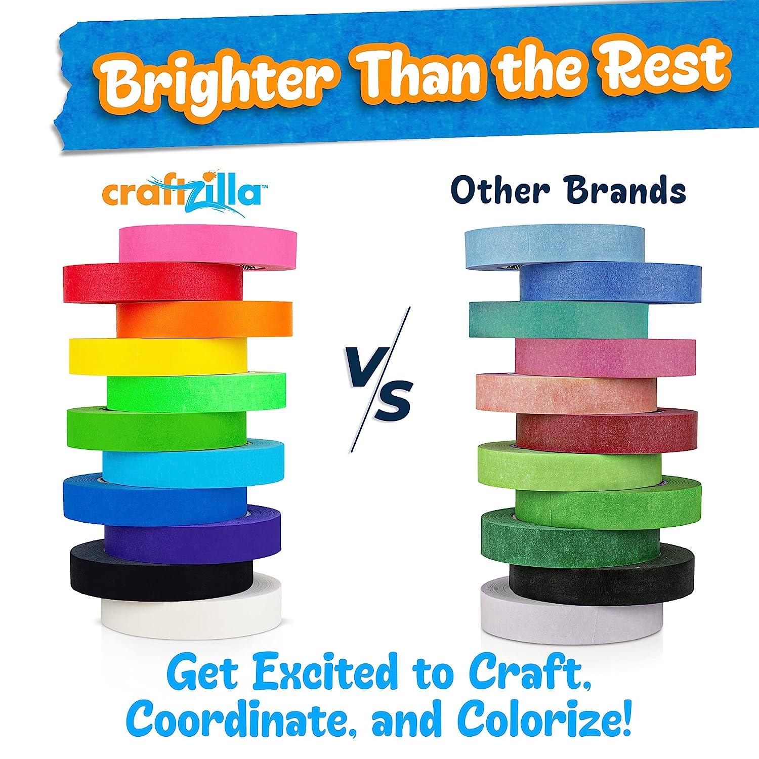 Craftzilla Colored Masking Tape 11 Extra Large Rolls 1 815 Feet x 1 Inch of Colorful Craft Tape ...