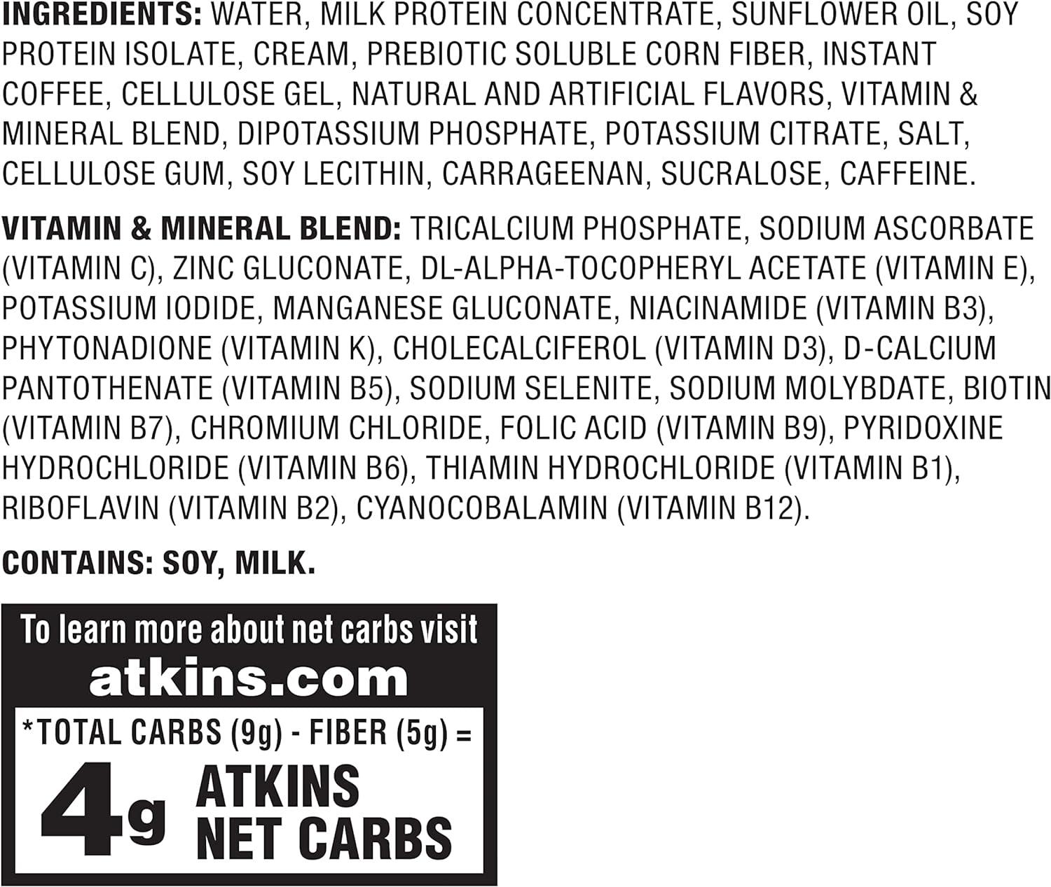 Atkins Vanilla Latte Protein Shake - 4 Pack of Iced Coffee Shakes | Buy ...