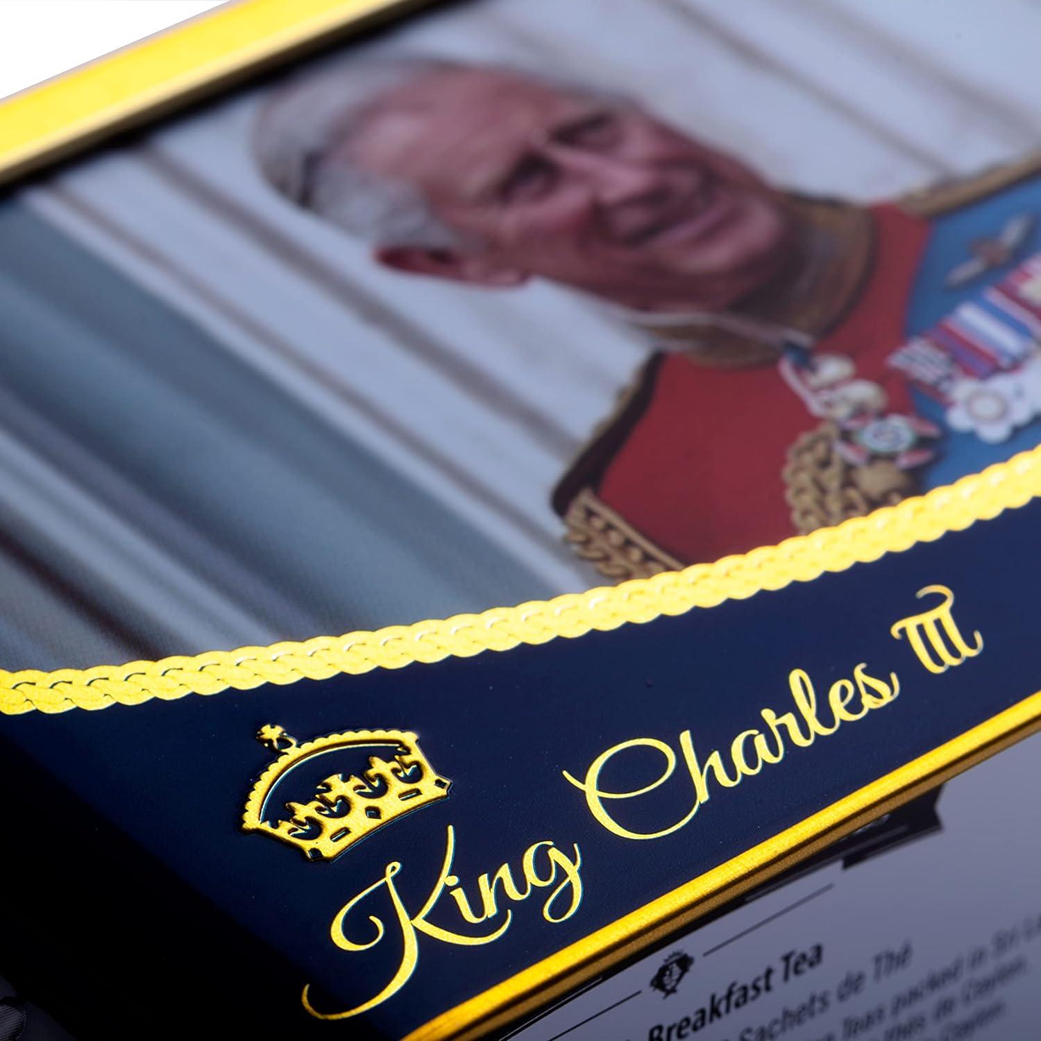 New English Teas King Charles III Tea Tin with 40 English Breakfast ...