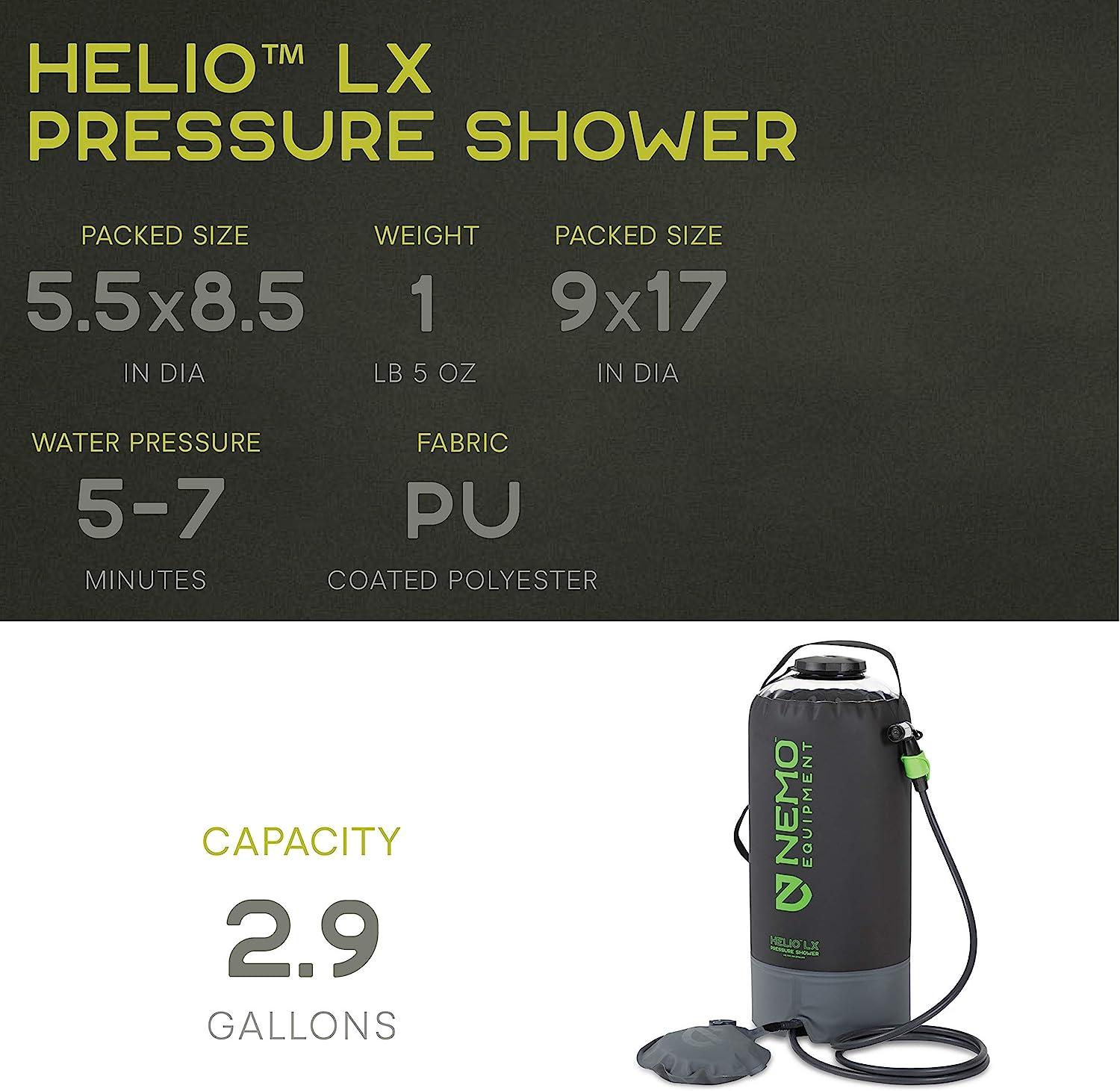 Nemo Helio Portable Pressure Camp Shower 22L - Black/Apple Green ...
