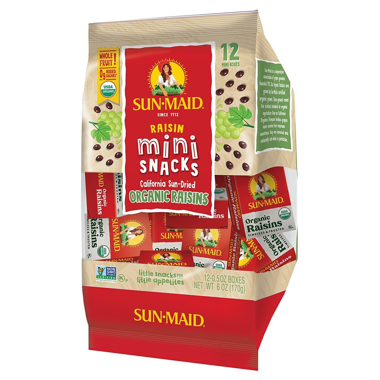 Sun-Maid Organic Raisins - Healthy Dried Fruit Snacks for Kids (12 ct ...