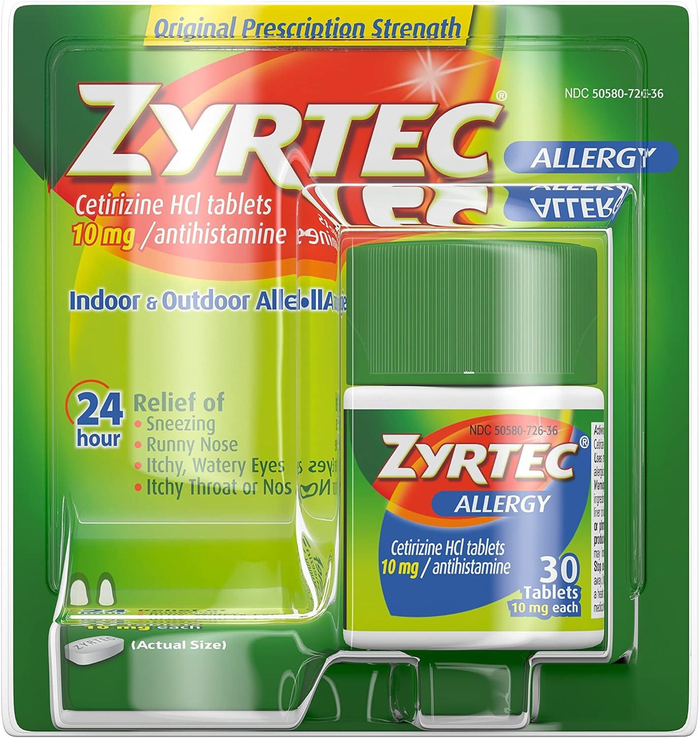 Zyrtec 24-Hour Allergy Relief Tablets 10mg - 30 ct | Cetirizine HCl ...