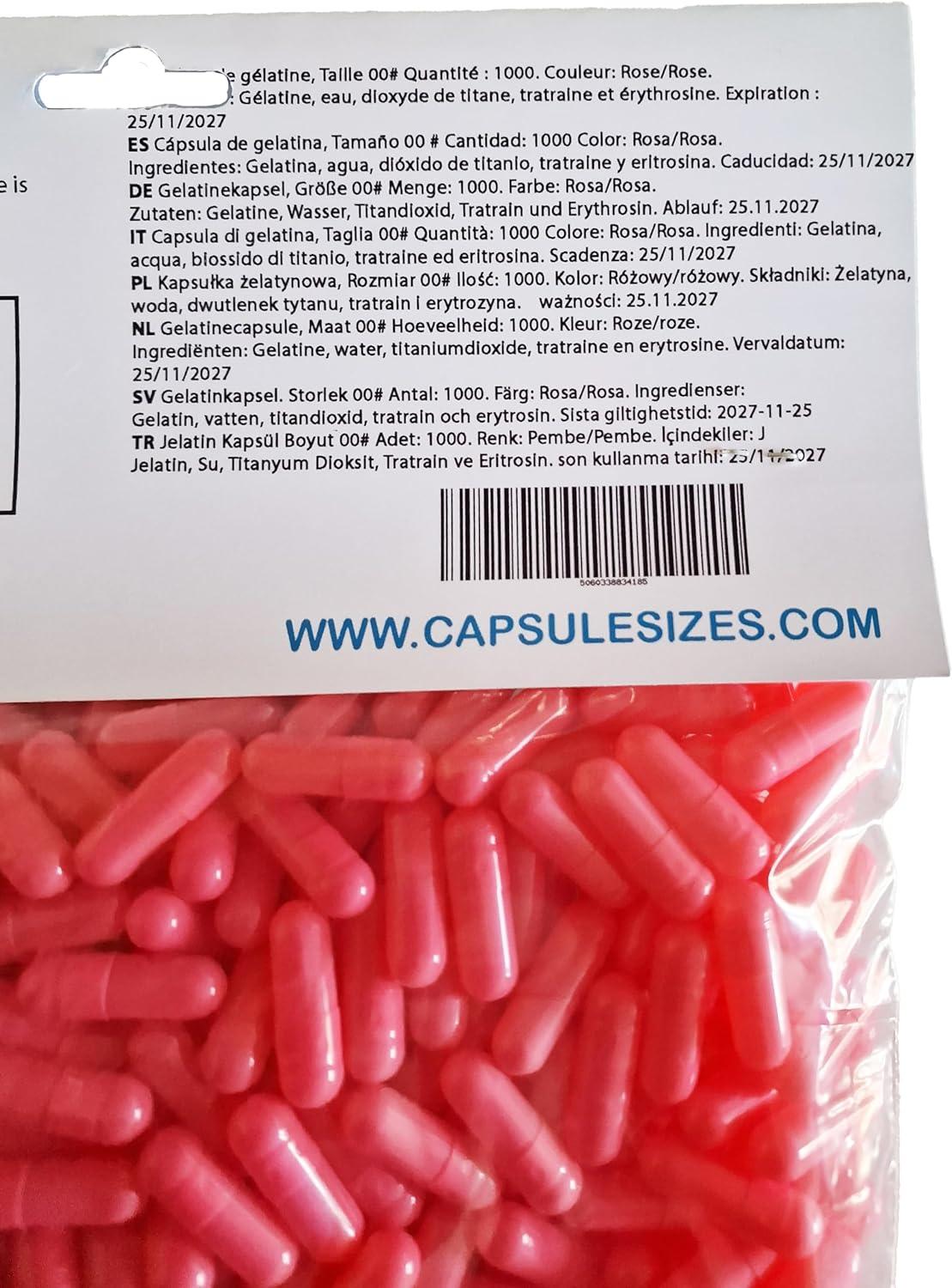 Buy 1000 Count Size 00 Empty Pink Gelatin Capsules - High Quality and ...