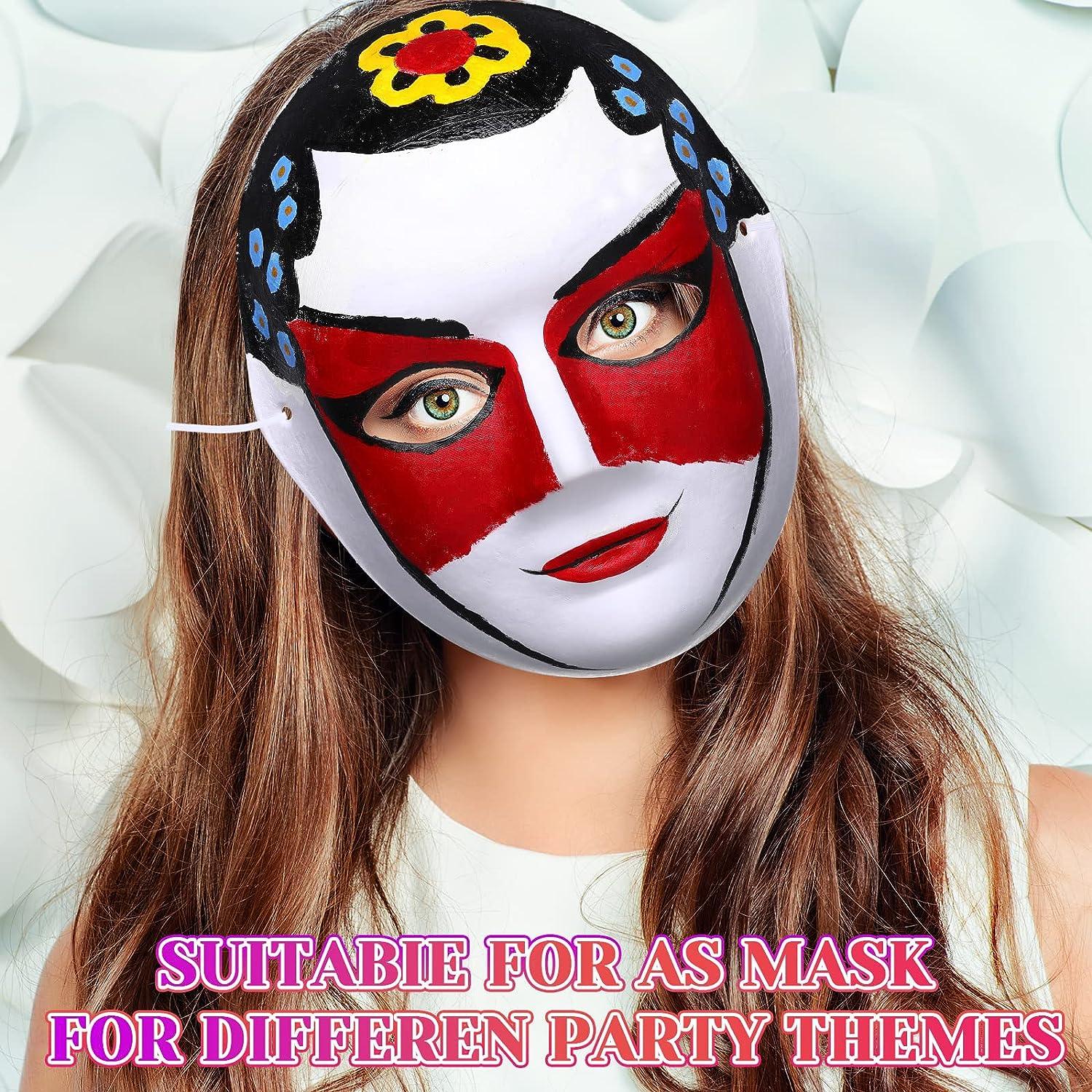 50-Piece White Plain Paper Mache Masks for DIY Masquerade Halloween ...