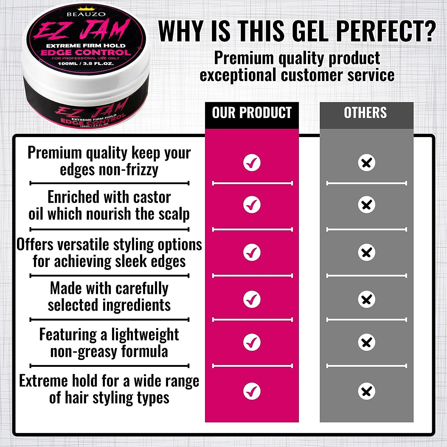 BEAUZO EZ JAM Extreme Firm Hold Edge Control 3.5Fl Oz - Best 24-Hour ...