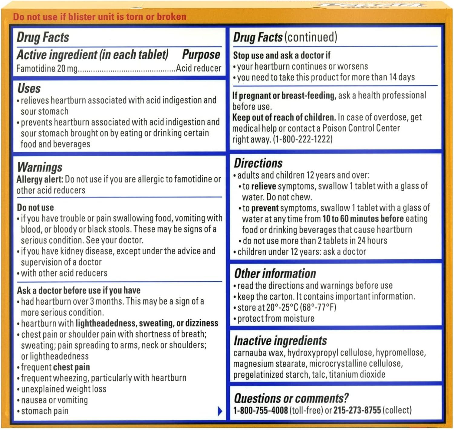 Pepcid AC Maximum Strength 20 mg Famotidine for Heartburn Prevention ...