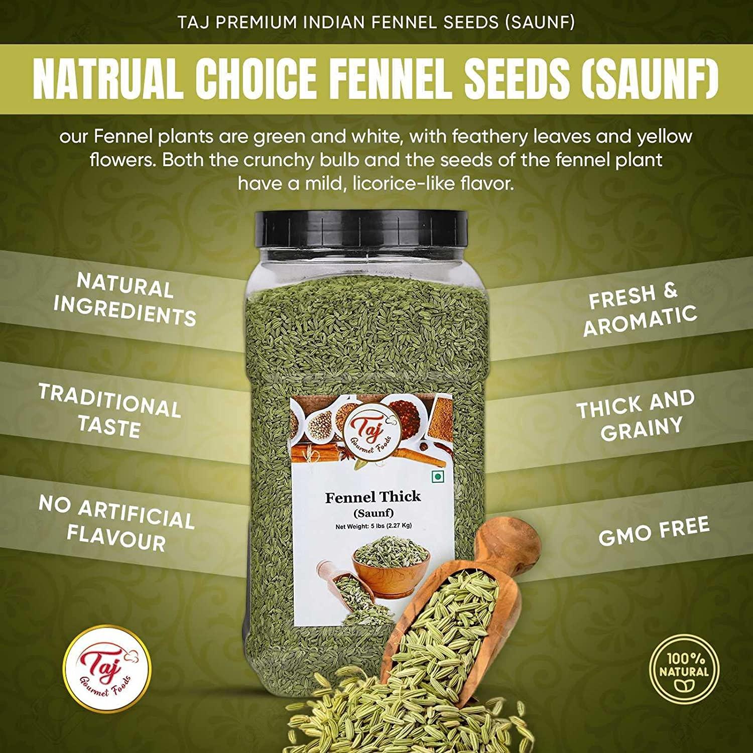 Taj Premium Indian Fennel Powder - 5 Pounds Jar | Saunf Ground Spice ...