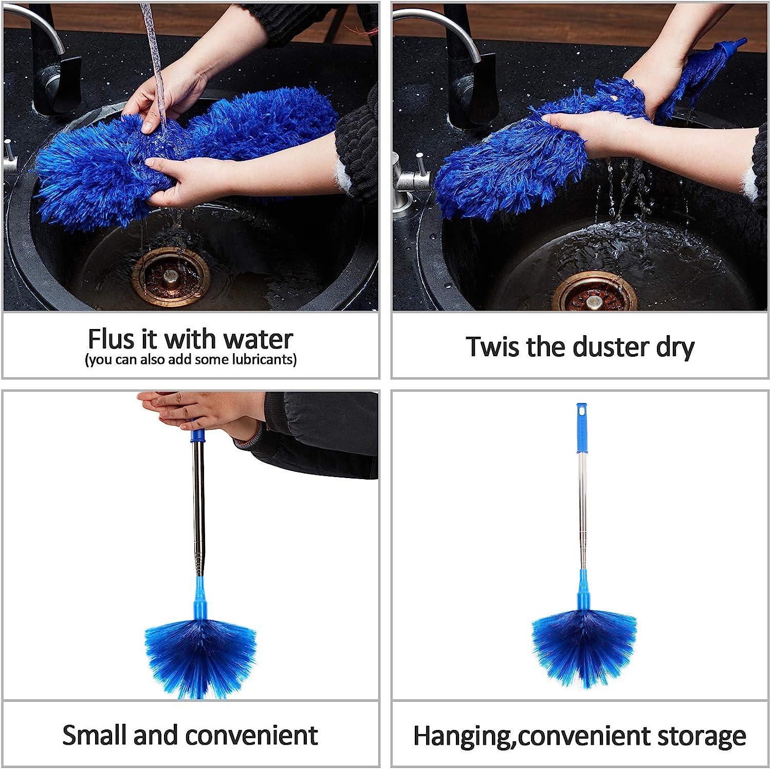 Ceiling Fan Duster with Extension Pole - Cobweb & Corner Brush Cleaning ...