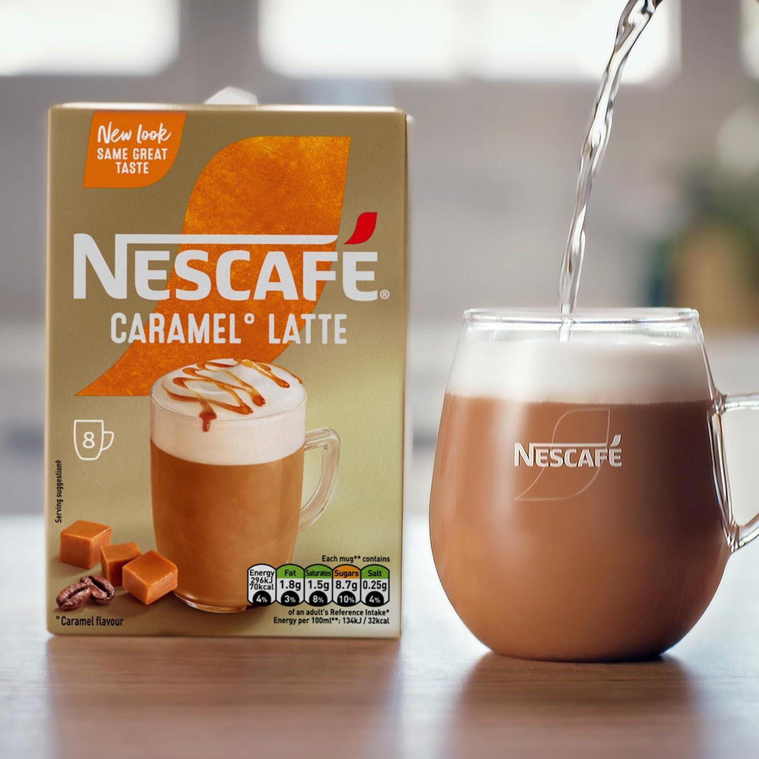 Nescafe Caramel Latte Instant Coffee 8 x 17g Sachets 100% Responsibly ...