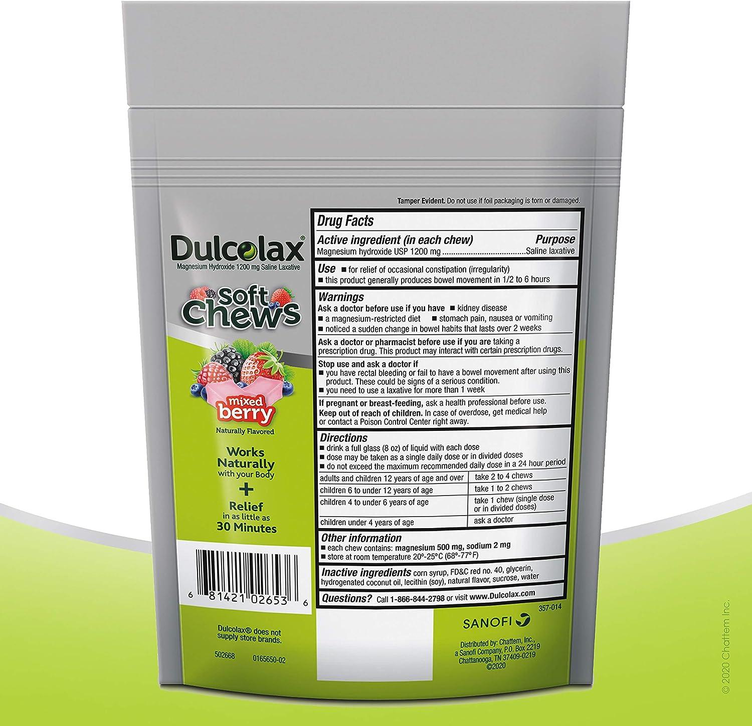 Dulcolax Soft Chews Saline Laxative Mixed Berry (60ct) - Gentle ...