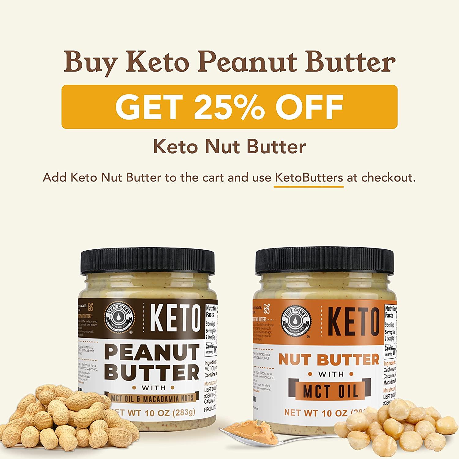 Keto Peanut Butter with Macadamia Nuts and MCT Oil 10oz - Low Carb Nut ...