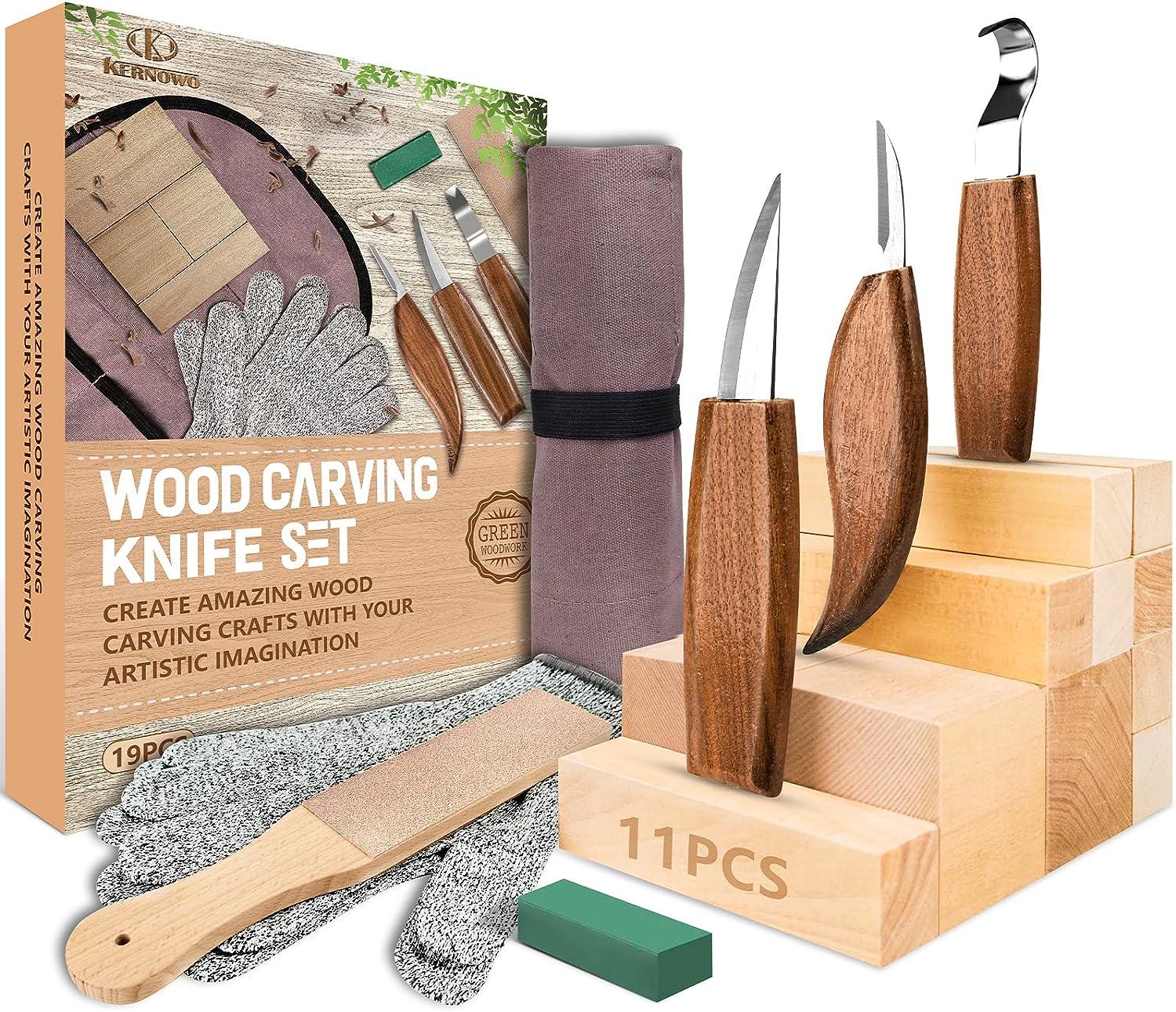 Wood Carving Kit for Beginners - 19PCS Tools with 3 Whittling Knives ...