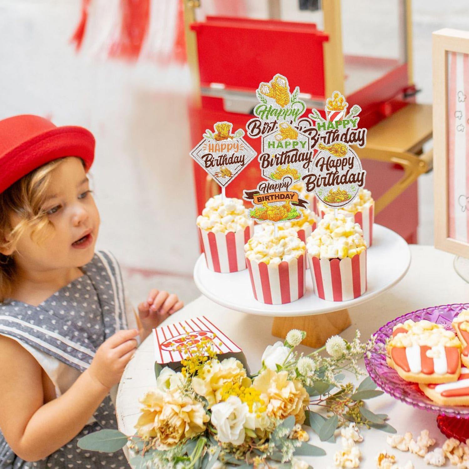 Kids' Fried Chicken Themed Happy Birthday Cupcake Toppers Set of 18 ...