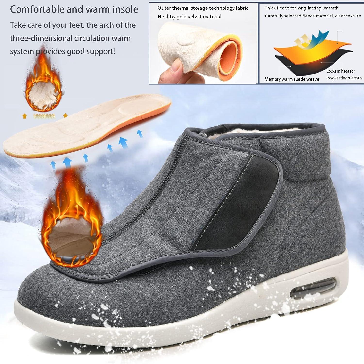 Men's Extra Wide Fit Diabetic Orthopedic Slippers - Adjustable Slip On ...