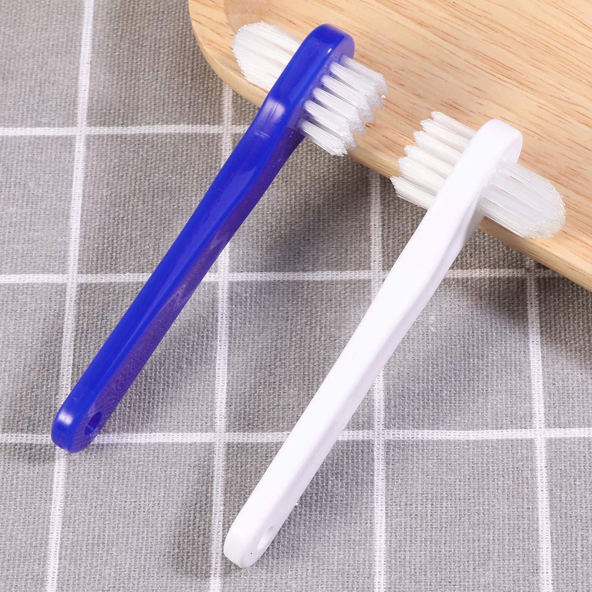 SUPVOX 2PCS False Teeth Brushes - Two-Side T-Shape Denture Toothbrush ...