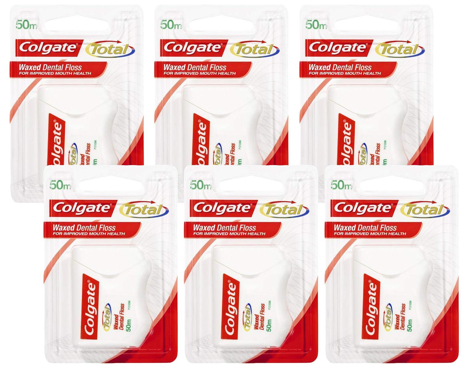 Buy Colgate Waxed Dental Floss 50m (Pack of 6) - International Shipping ...