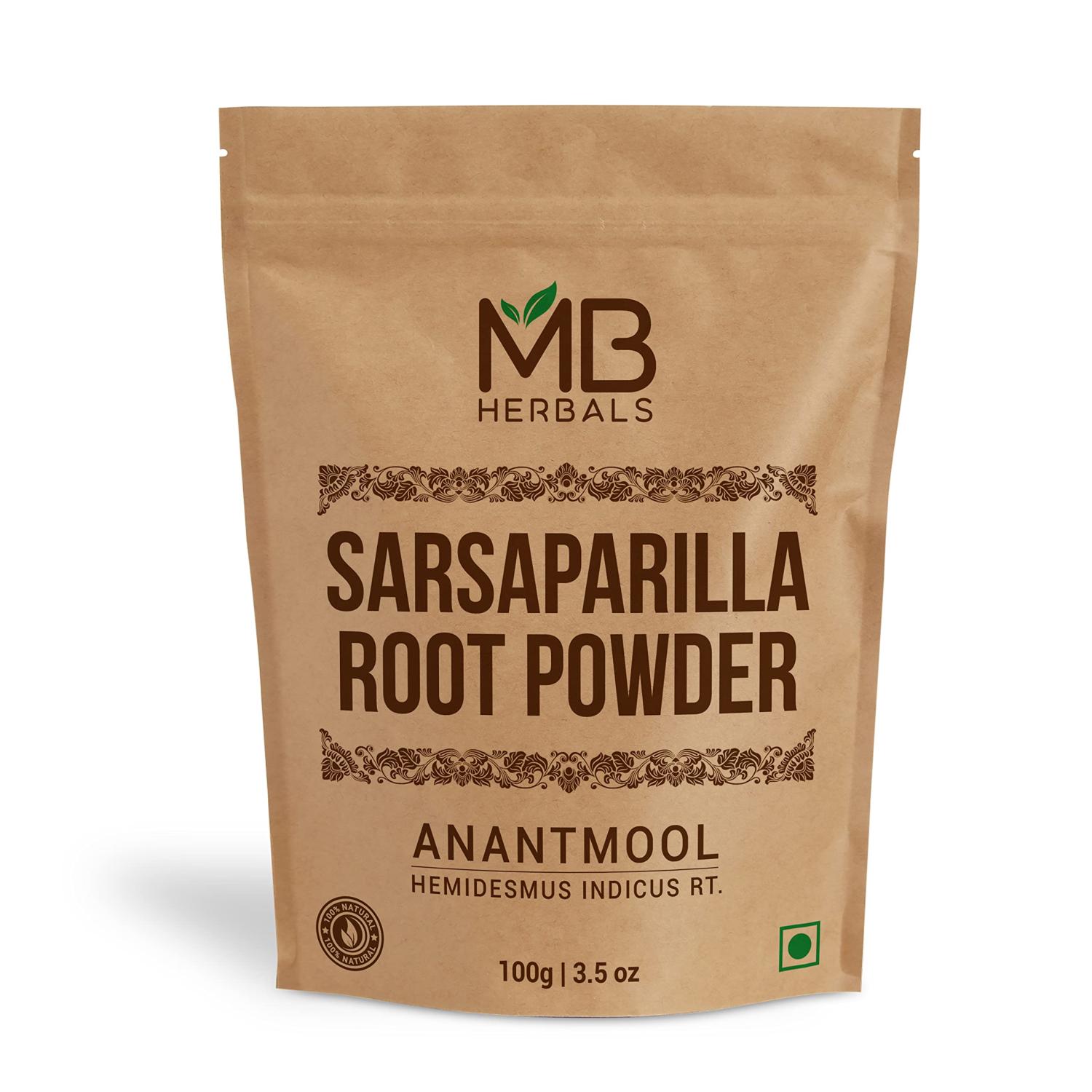 MB Herbals Sarsaparilla Root Powder 100g (3.5 oz) - Hemidesmus indicus ...