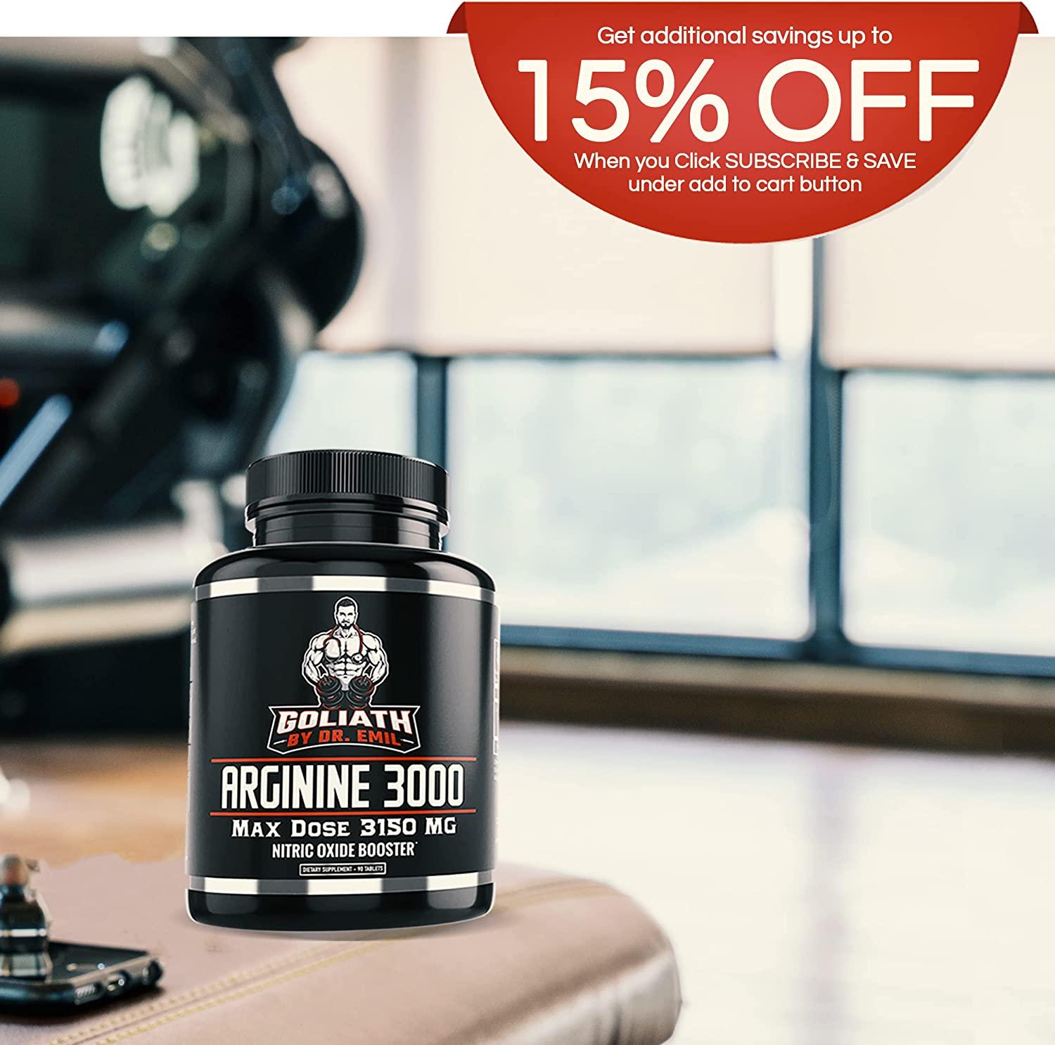 Dr. Emil L-Arginine Capsules 3150mg - Nitric Oxide Supplement for ...