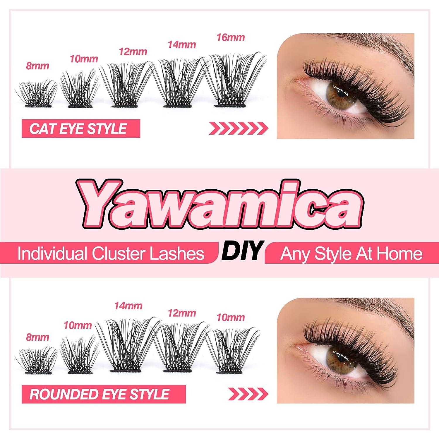 Yawamica DIY Lash Extension Kit - 108pcs Lash Clusters with Strong Hold ...
