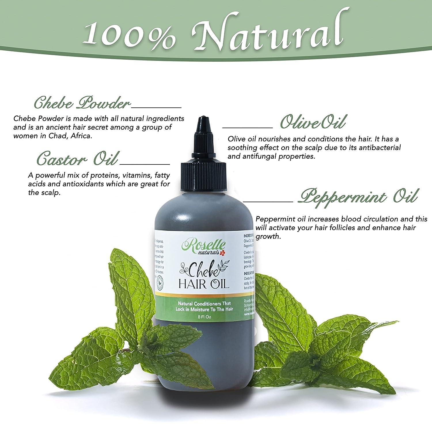Roselle Naturals Chebe Hair Oil with Authentic Chad Chebe Powder - 8oz ...