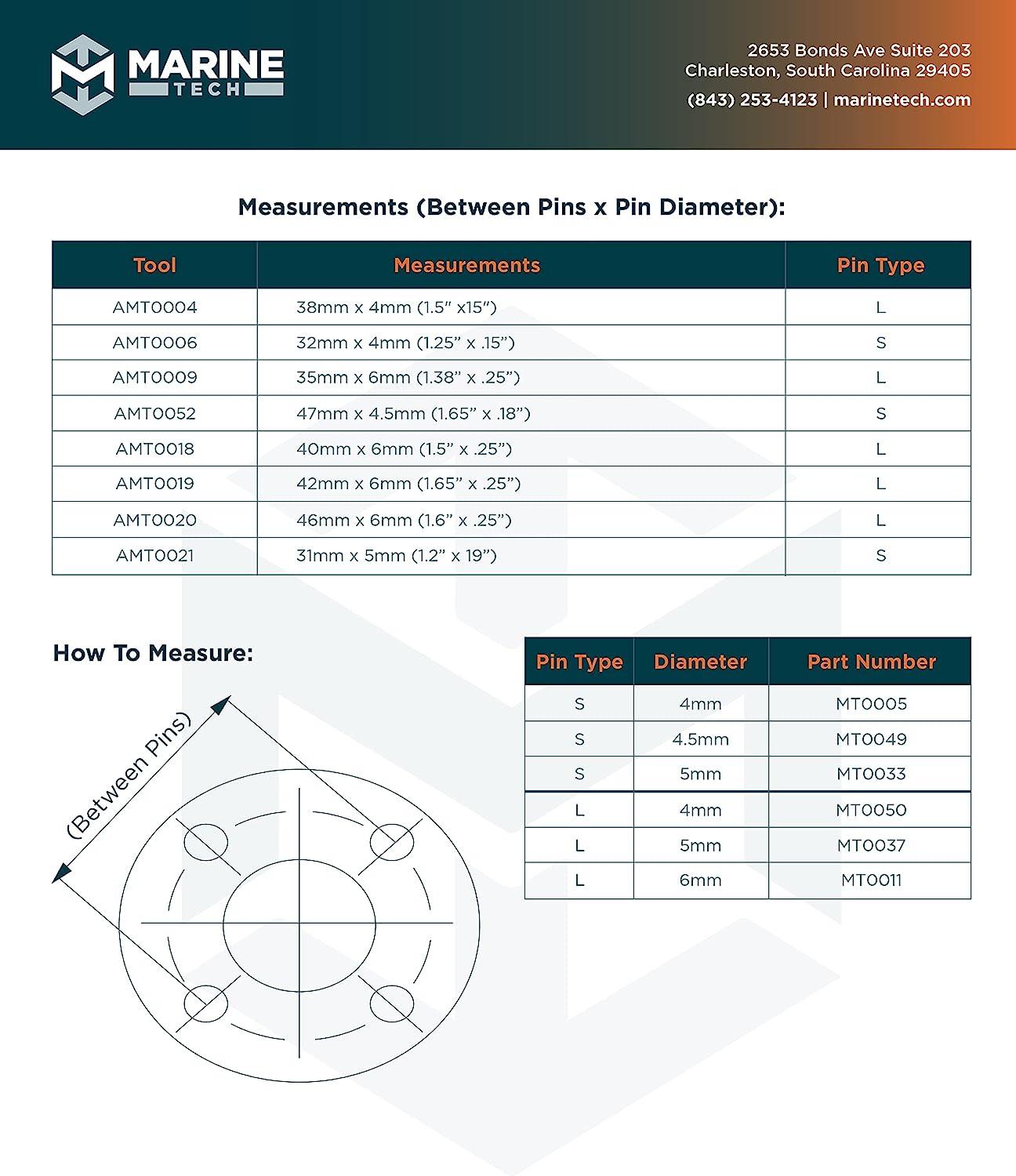 Marine Tech Tools Outboard Trim/Tilt Pin Wrench AMT0006 - 32mm x 4mm | S-4 Pins | Fits SHOWA ...