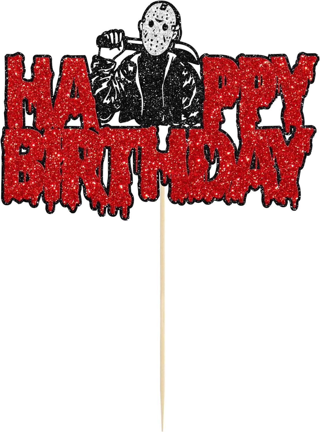 Gyufise 1Pc Horror Happy Birthday Cake Topper Glitter Horror Classic ...