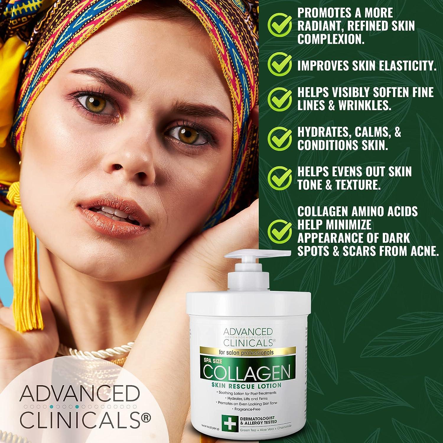 Advanced Clinicals Collagen & Hyaluronic Acid Face Lotion + Body Cream ...