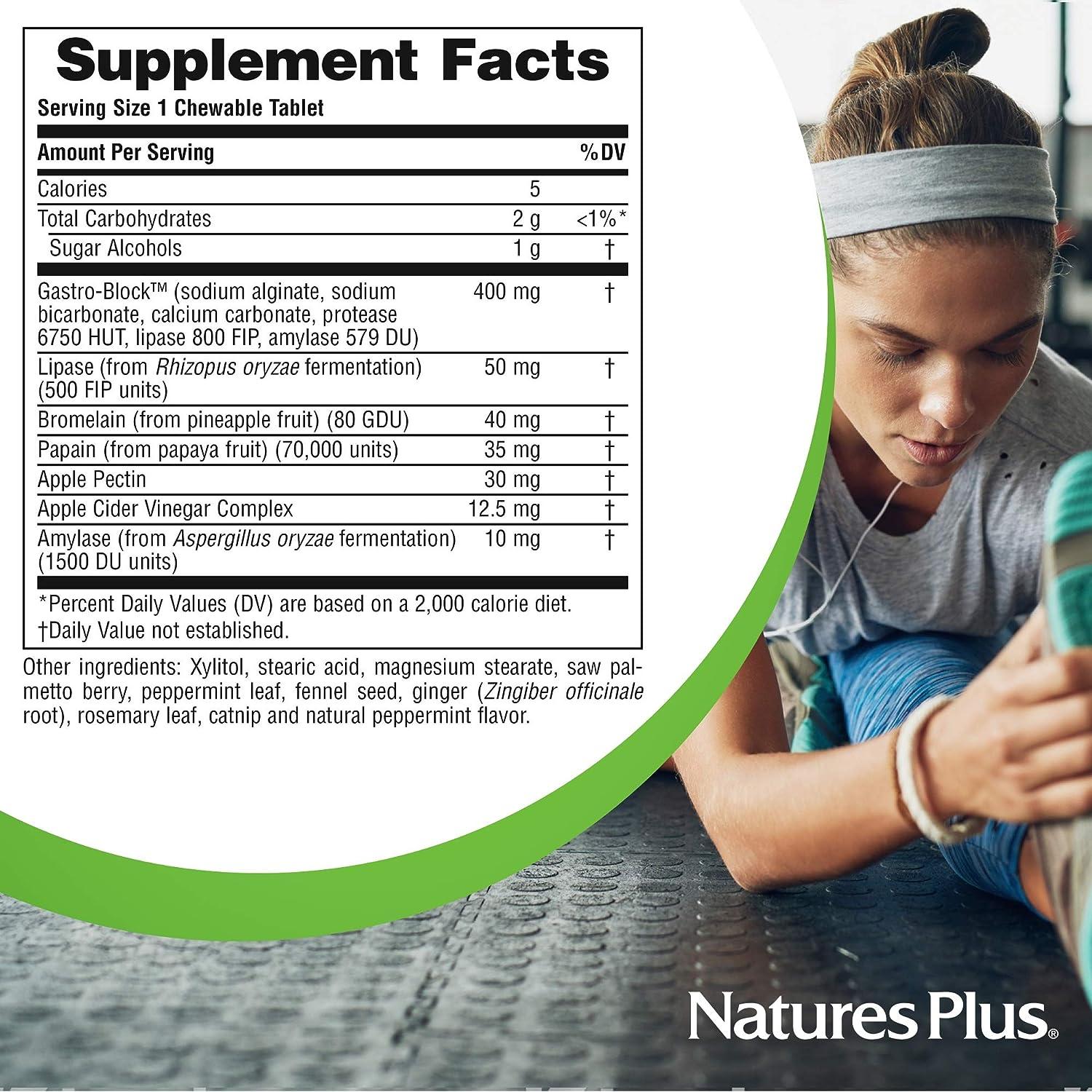 NaturesPlus Nutrasec Chewable Tablets - Natural Peppermint Flavor ...