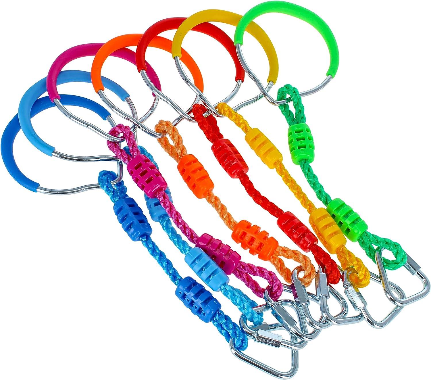 Get Out! 7pc Colorful Gymnastic Rings - Ninja Line Attachment for Swing ...