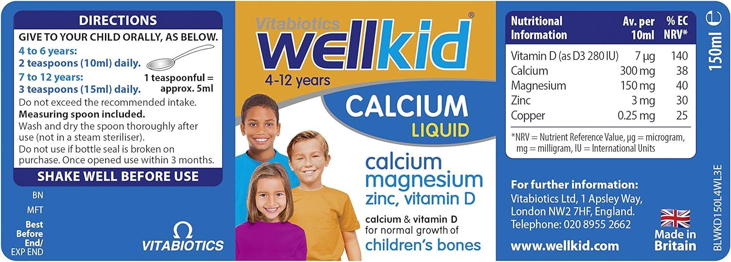 Wellkid Vitabiotics Calcium Liquid 150ml - Essential Child Nutrition