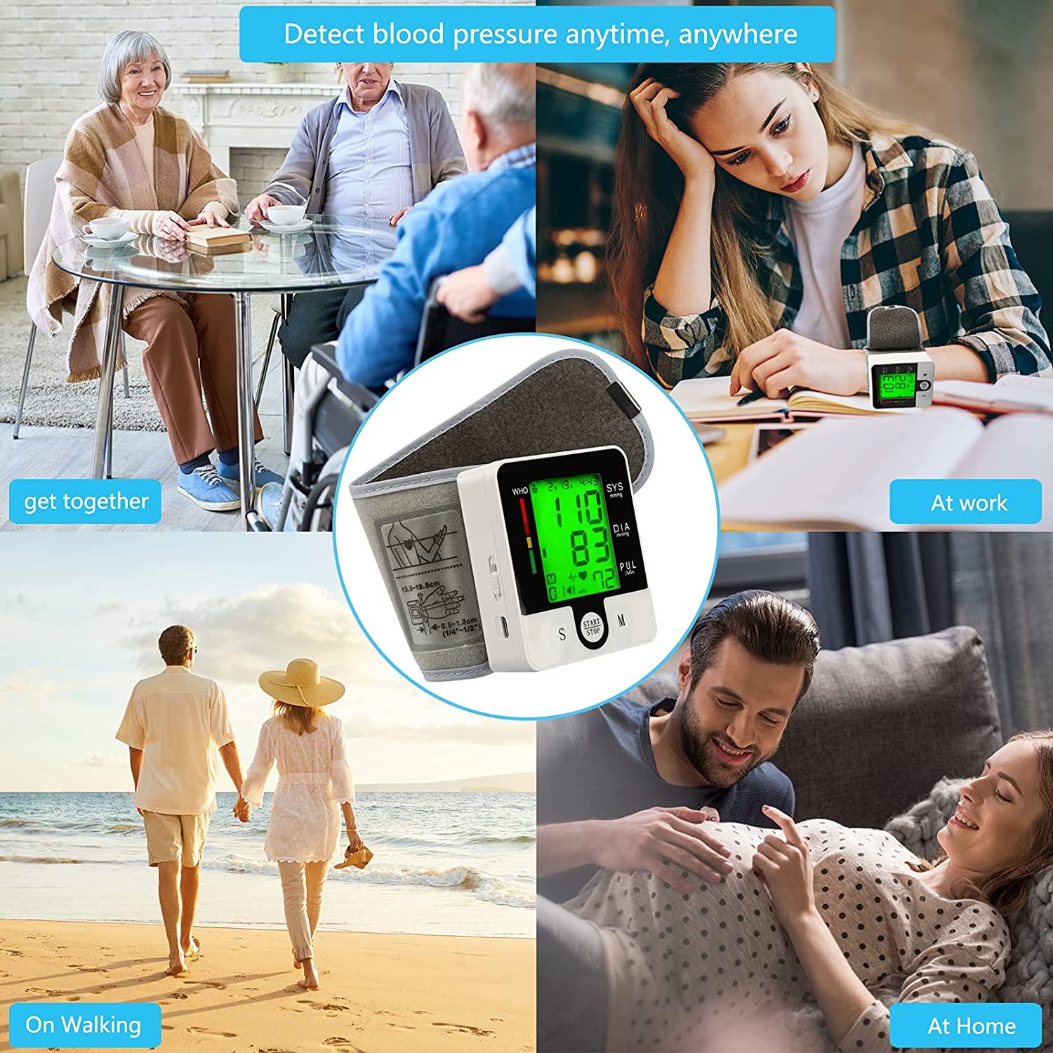 Wrist Blood Pressure Monitor with Heart Rate Tracking - Large LCD ...
