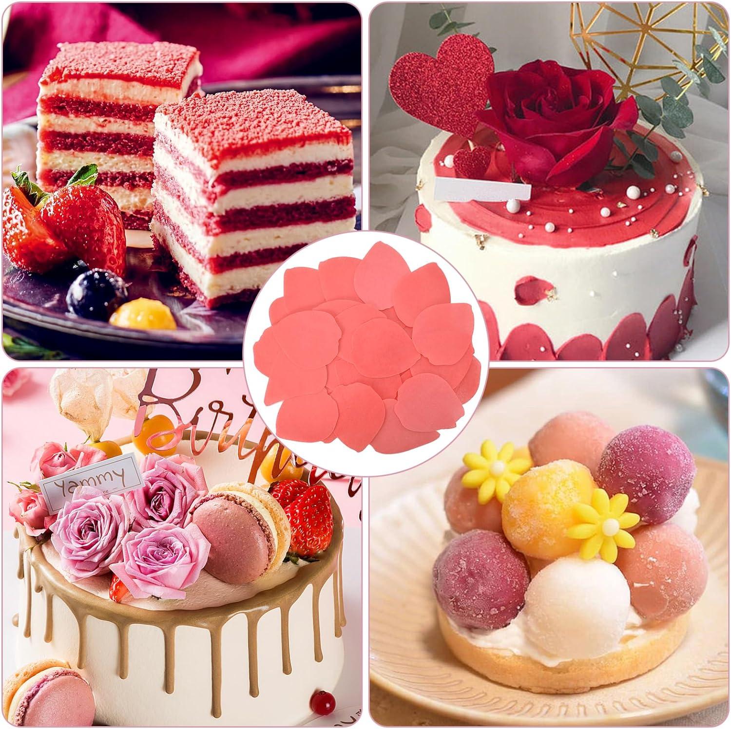 72 Pieces Edible Rose Petal Cake Toppers Edible Sticky Rice Paper ...