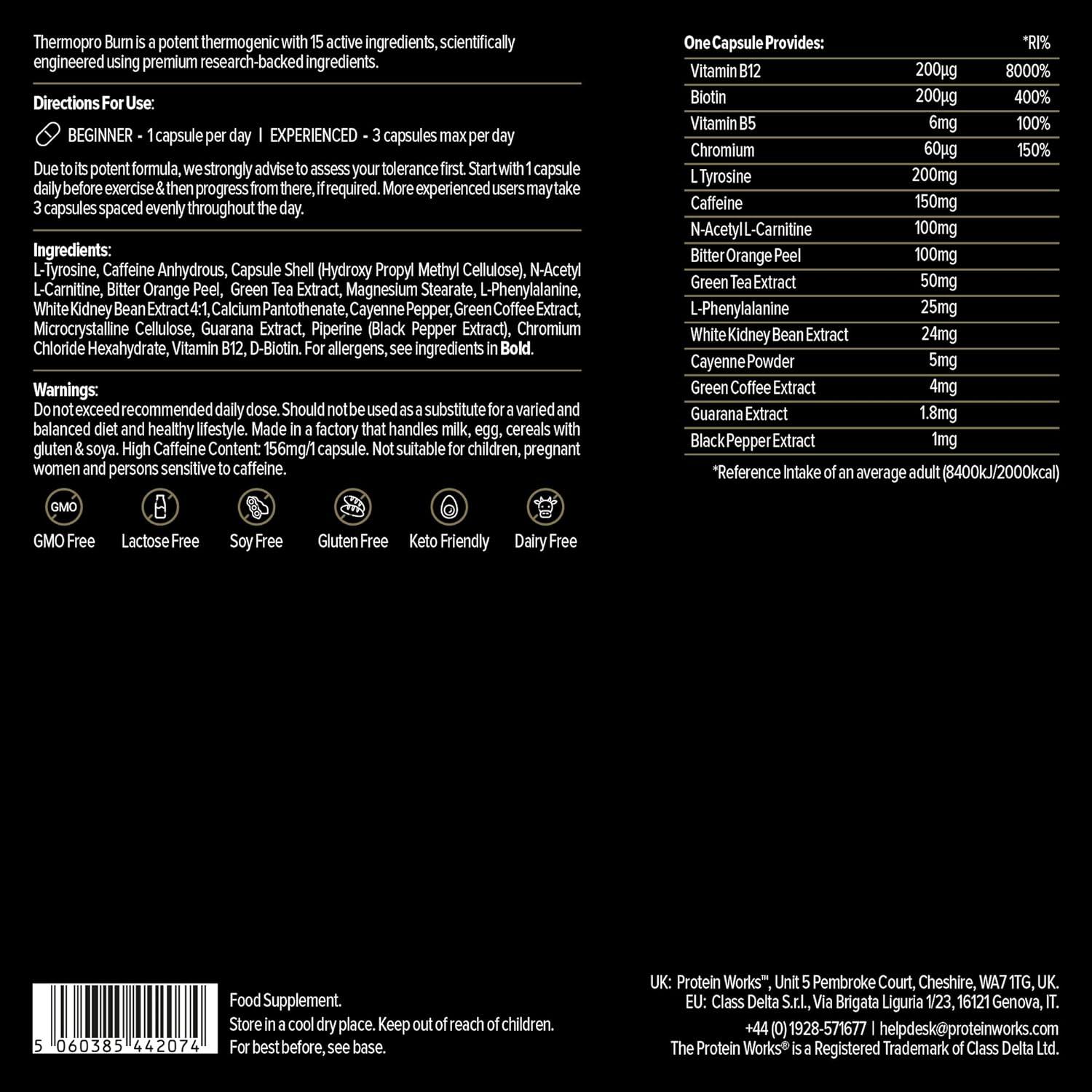 Protein Works Thermopro Burn Tablets - Preworkout Supplement with ...