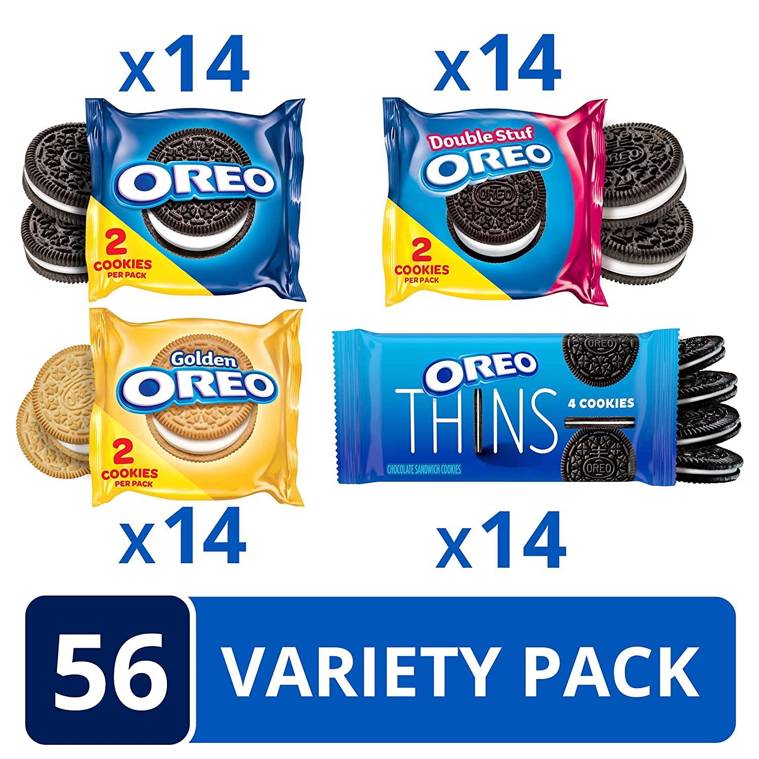 OREO Cookies Variety Pack - Original, Golden, Double Stuf & Thins - 56 ...