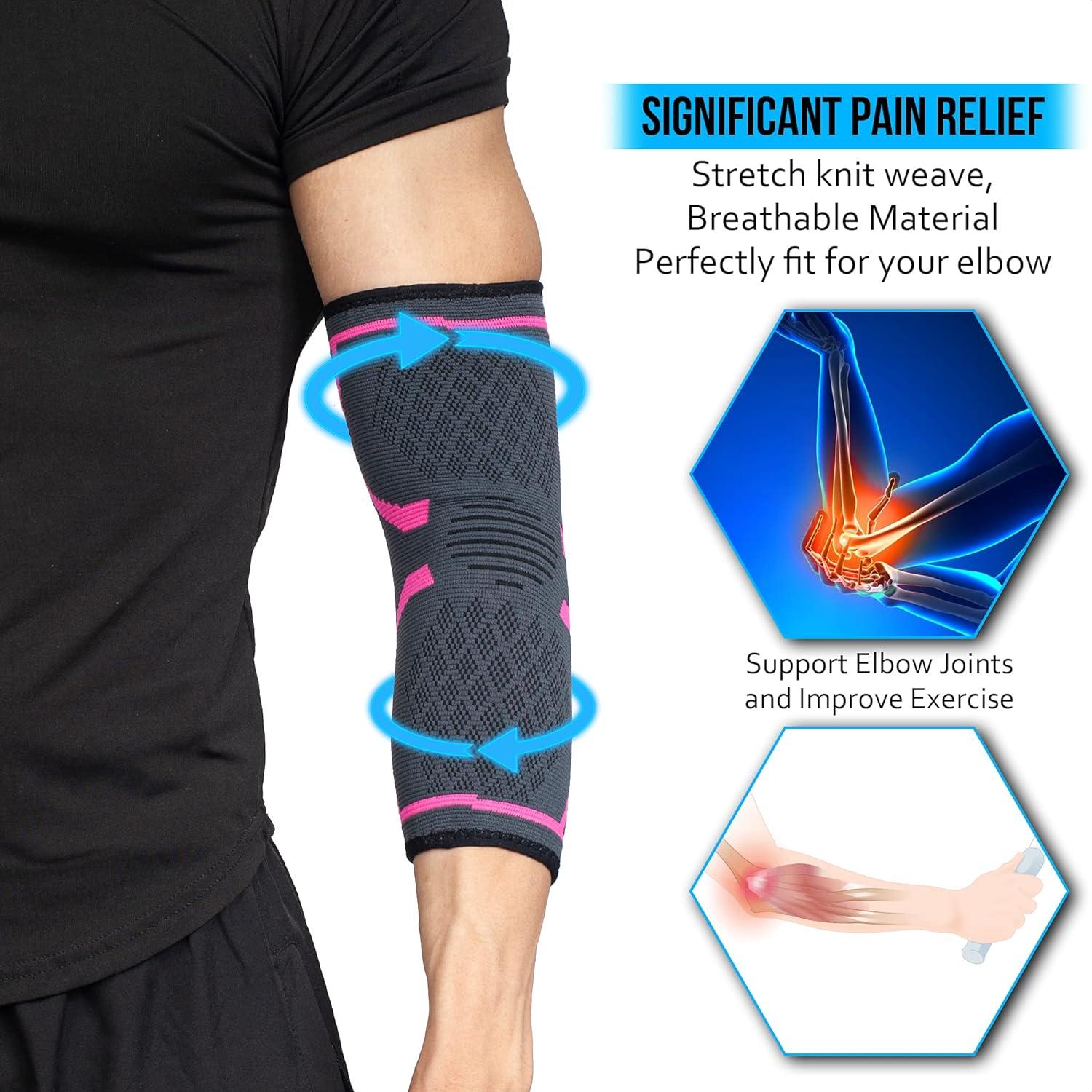 360 Relief Compression Elbow Brace Sleeve - Support and Pain Relief for ...
