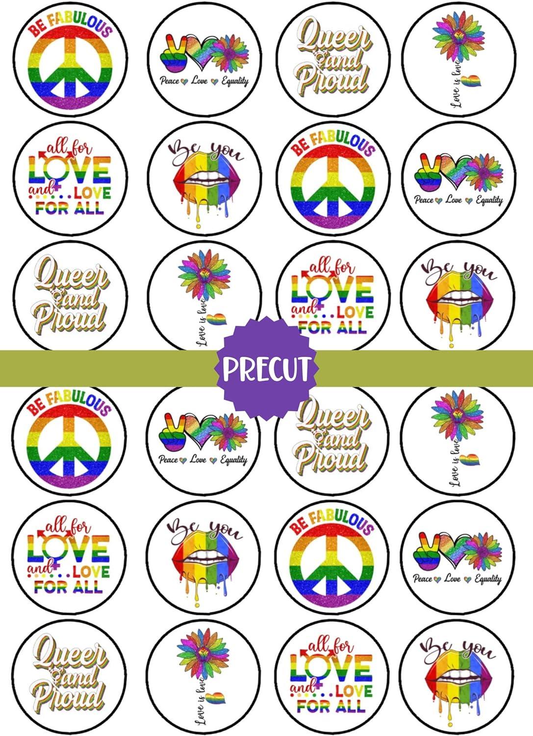 PRECUT LGBTQ Edible Cupcake Toppers - LGBTQ Pride Theme Premium ...