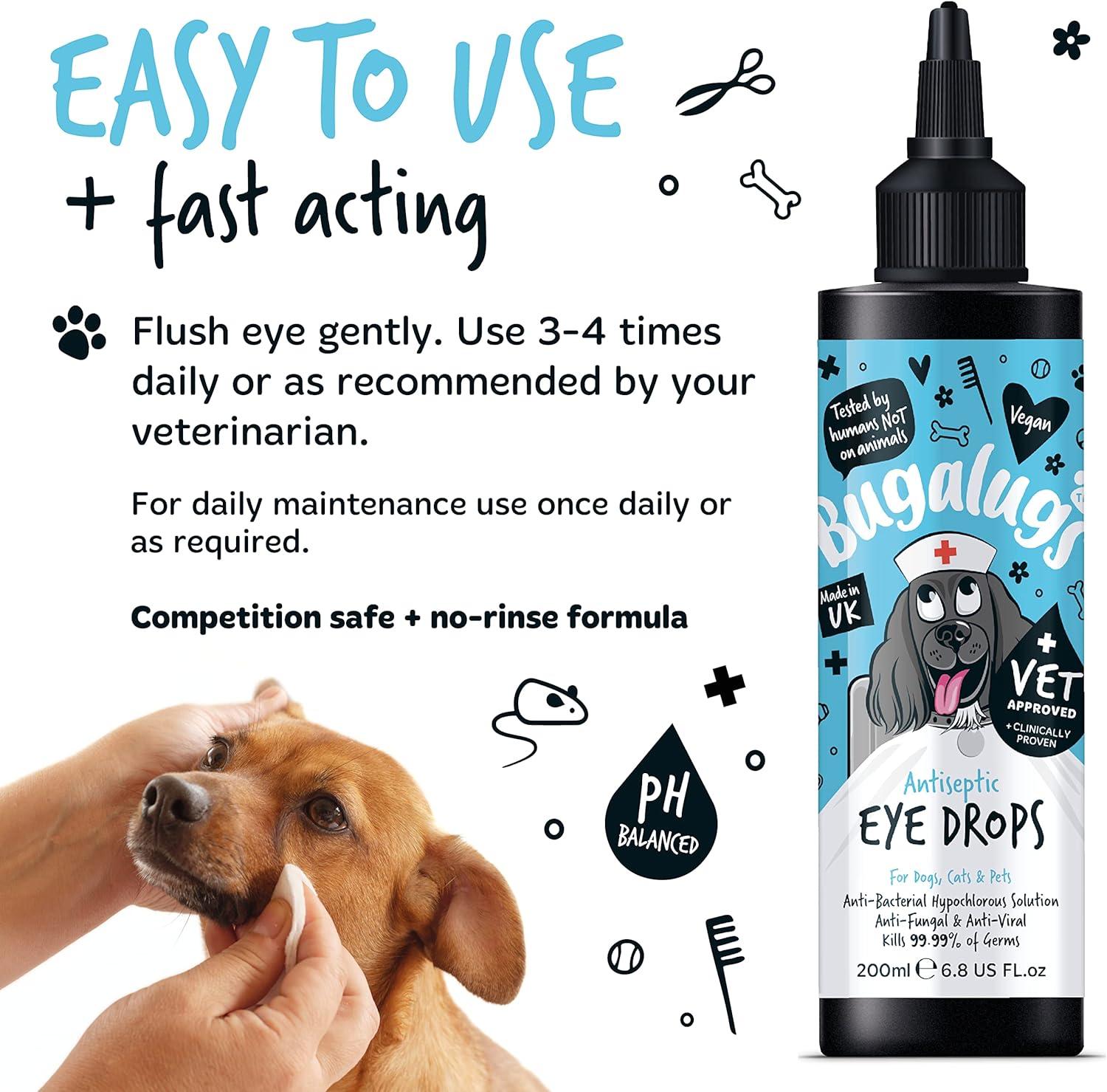 BUGALUGS Dog Eye Drops 200ml - Antiseptic & Antibacterial Solution for ...