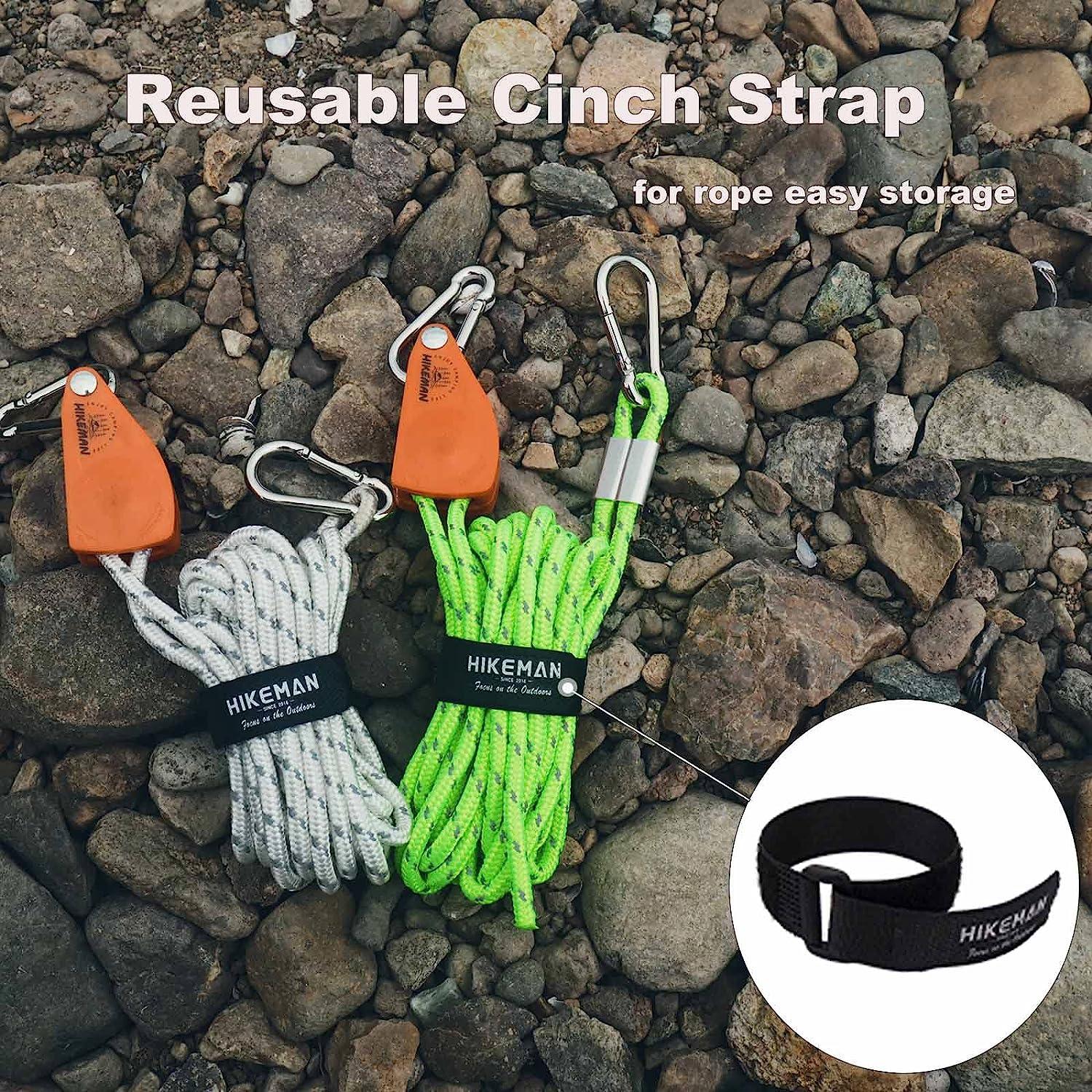 Hikeman Camping Rope with Ratchet Pulley | Adjustable Guy Lines for ...