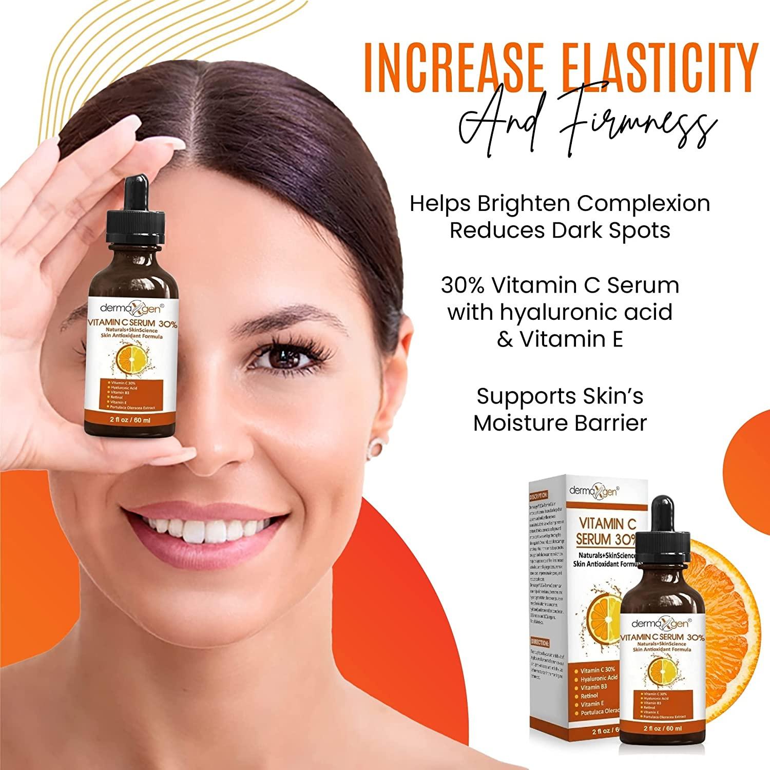 Dermaxgen 30% Vitamin C Serum with Hyaluronic Acid & Vitamin E - Anti ...