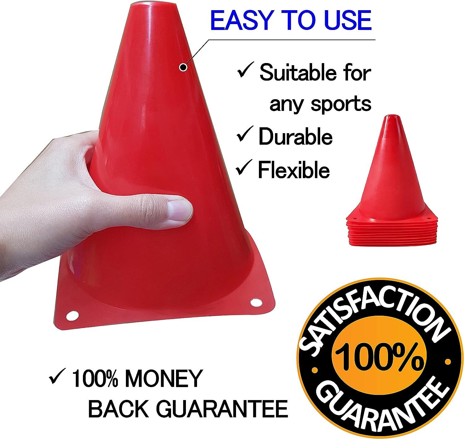 WOWGEEK 7 Inch Plastic Training Traffic Cones - Set of 10 Red Safety ...